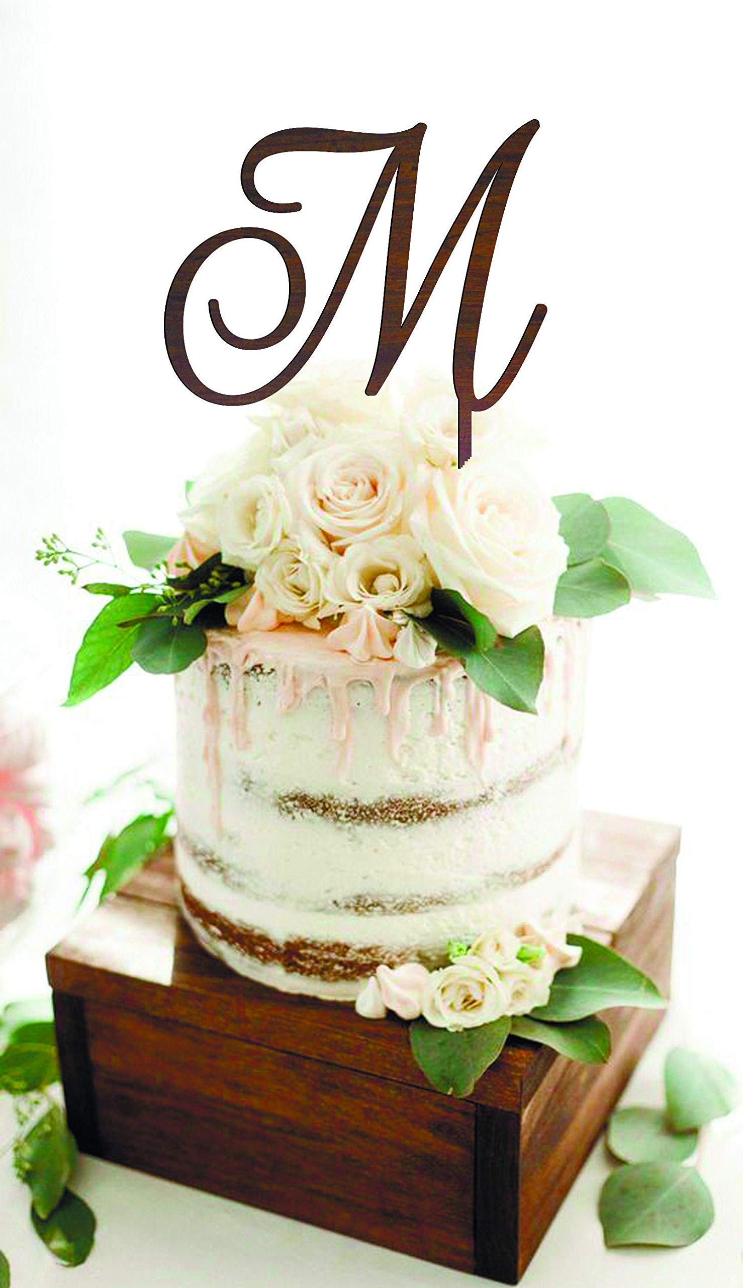 M Cake Topper Personalized Wedding Cake Topper M Wood Monogram ...