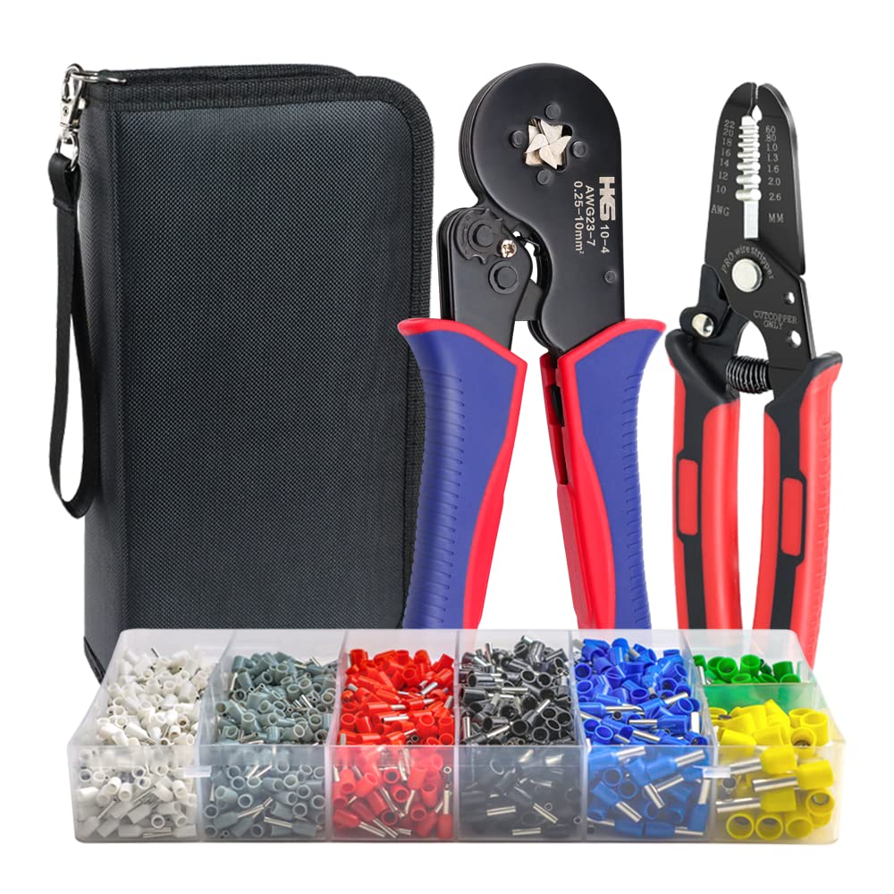 HKS Ferrule Crimping Tool Kit - Square Ferrule Crimper Plier (AWG 23-7 ...