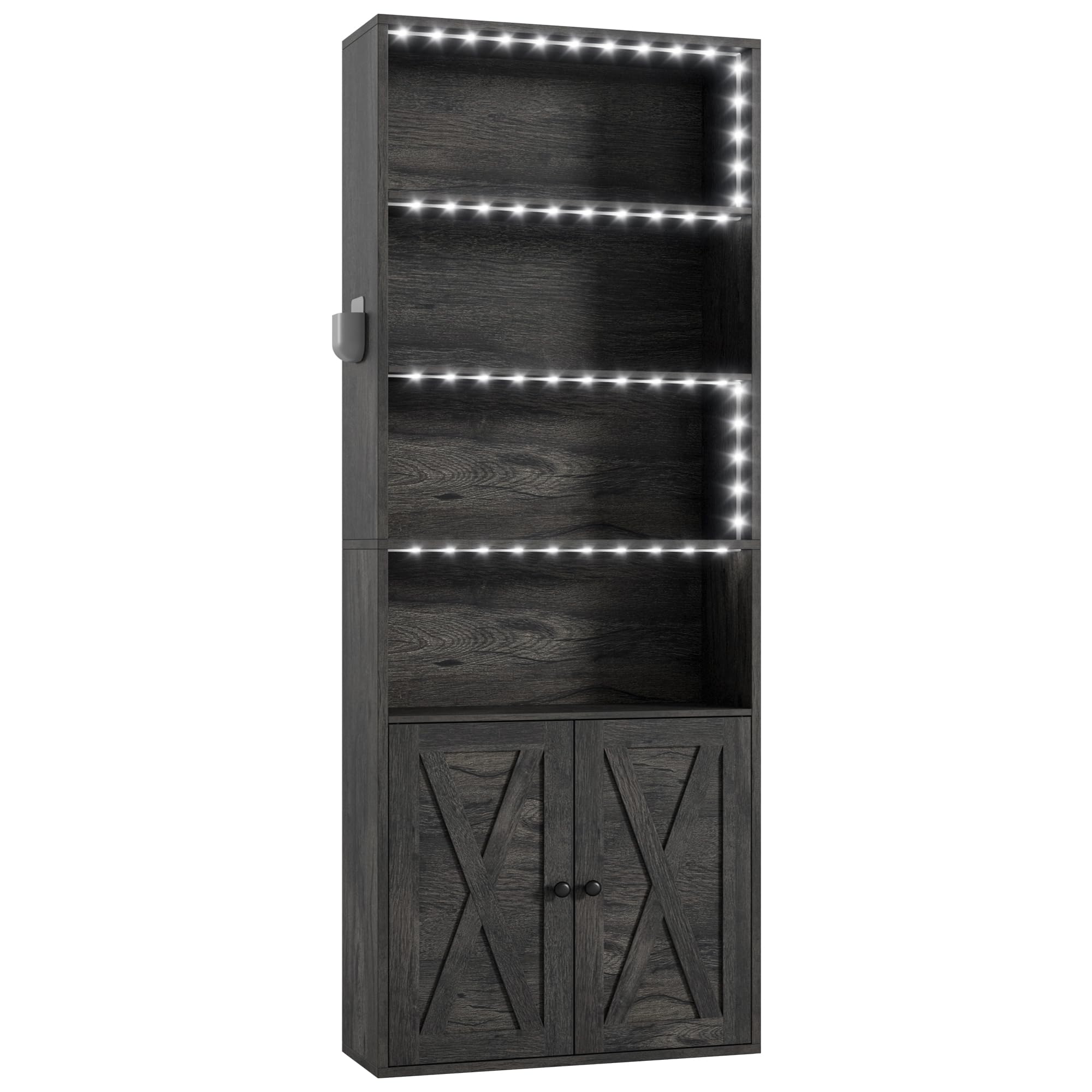 Amazon.com: IRONCK Tall Bookcase with LED Lights, 70 in Industrial ...
