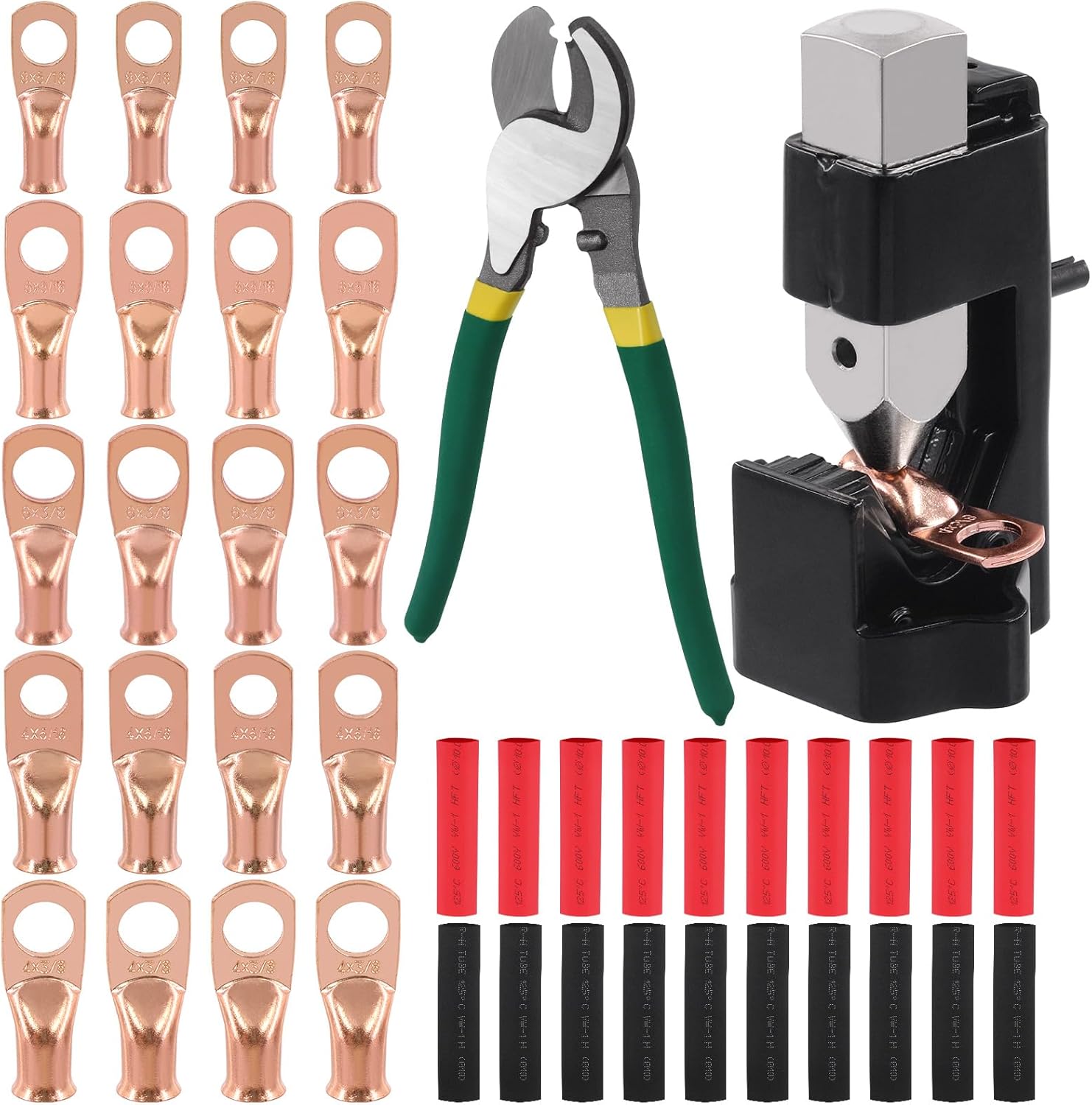Rustark 42Pcs Battery Cable Lug Crimping Tool Set, Hammer Lug Crimper ...