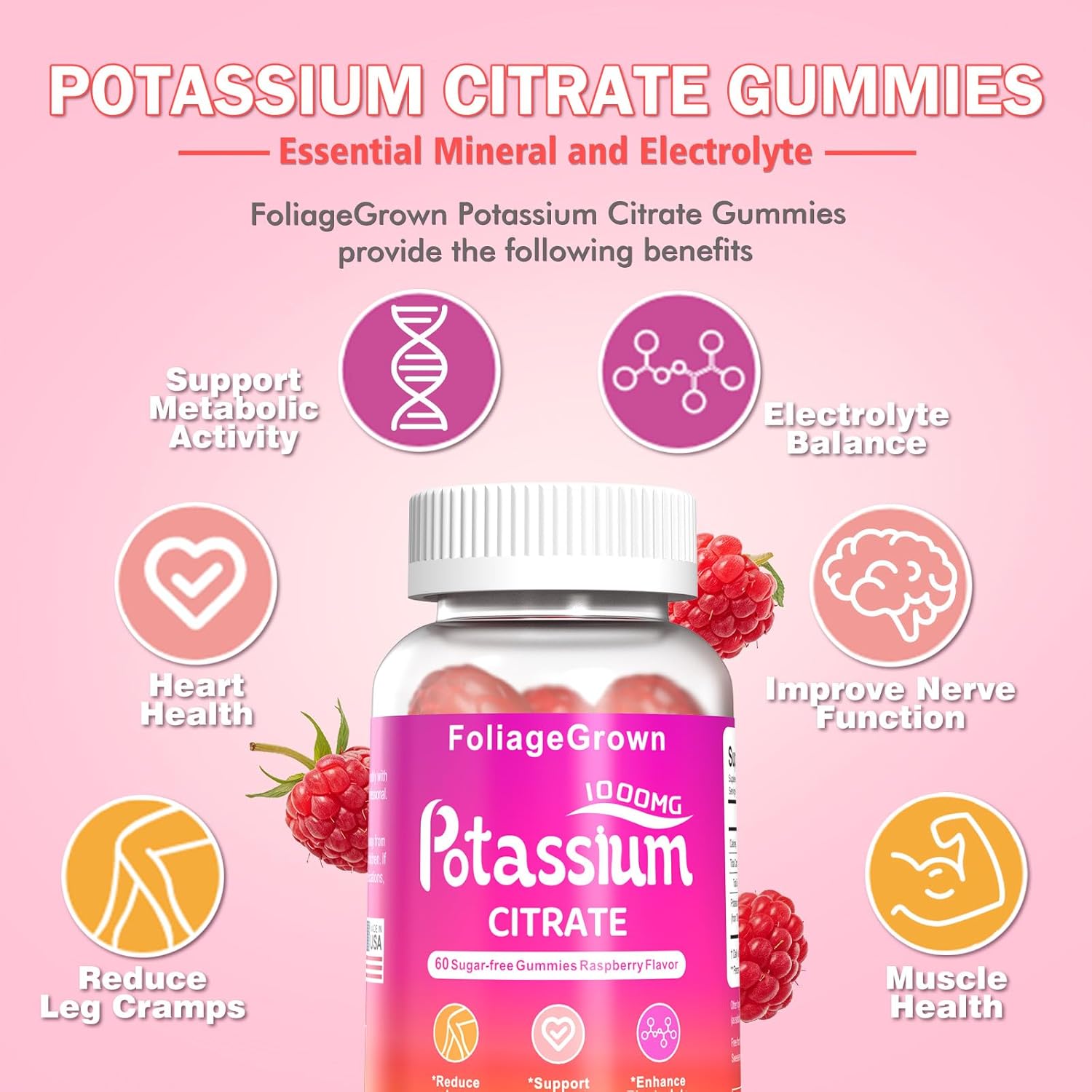 Vitaminas de Potássio em Goma 1000mg - Suplemento de Potássio para ...