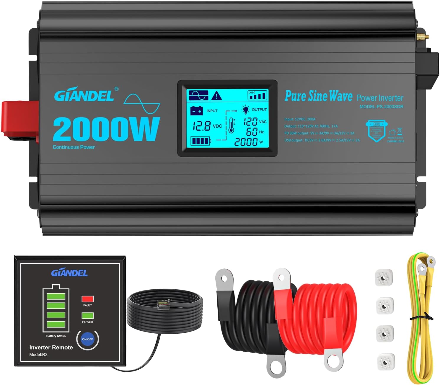 Amazon.com: GoWISE Power 2000W Pure Sine Wave Power Inverter 12V DC to ...