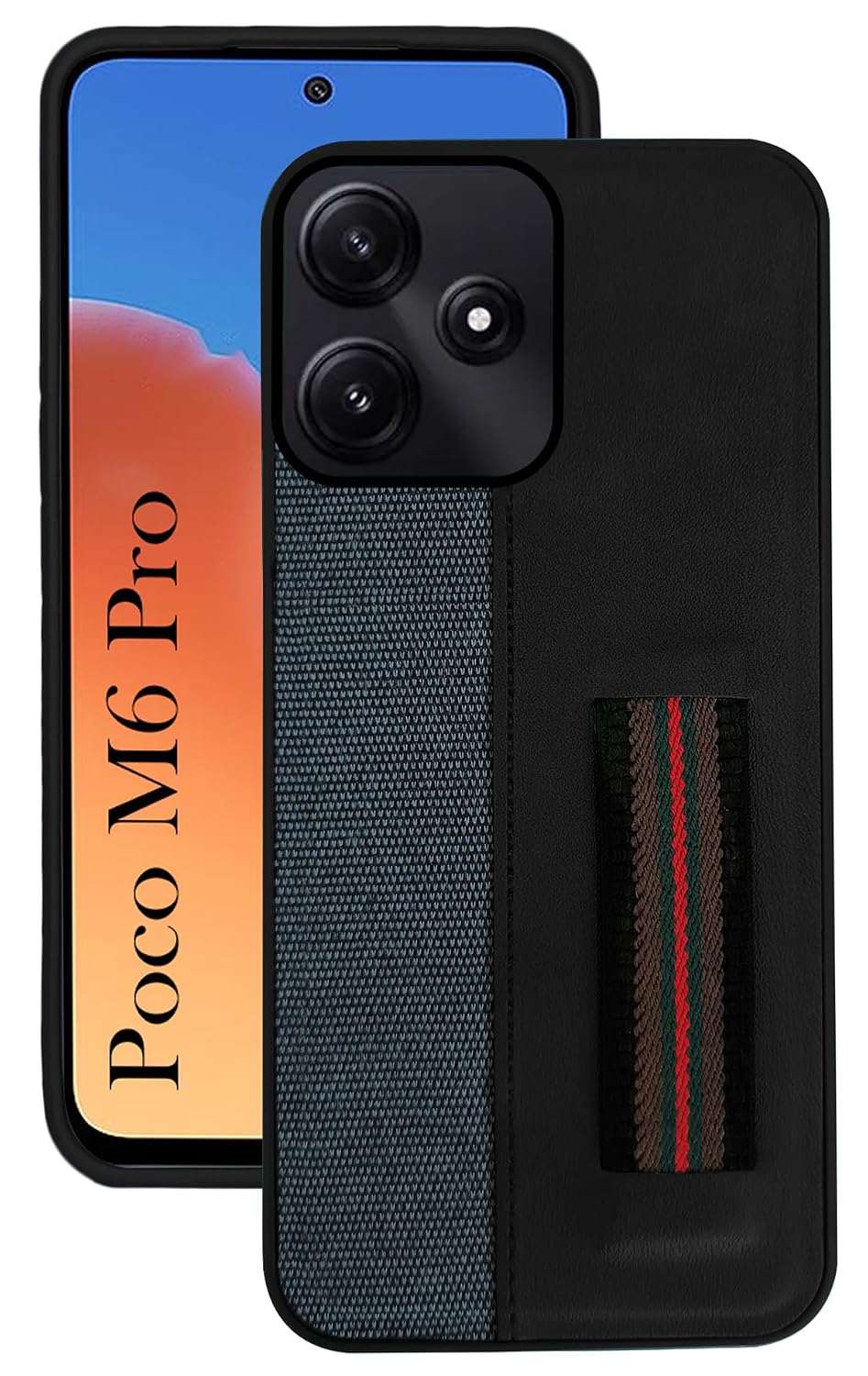 Jkobi Back Cover Case for Poco M6 Pro (Professional PU Leather | Strip ...