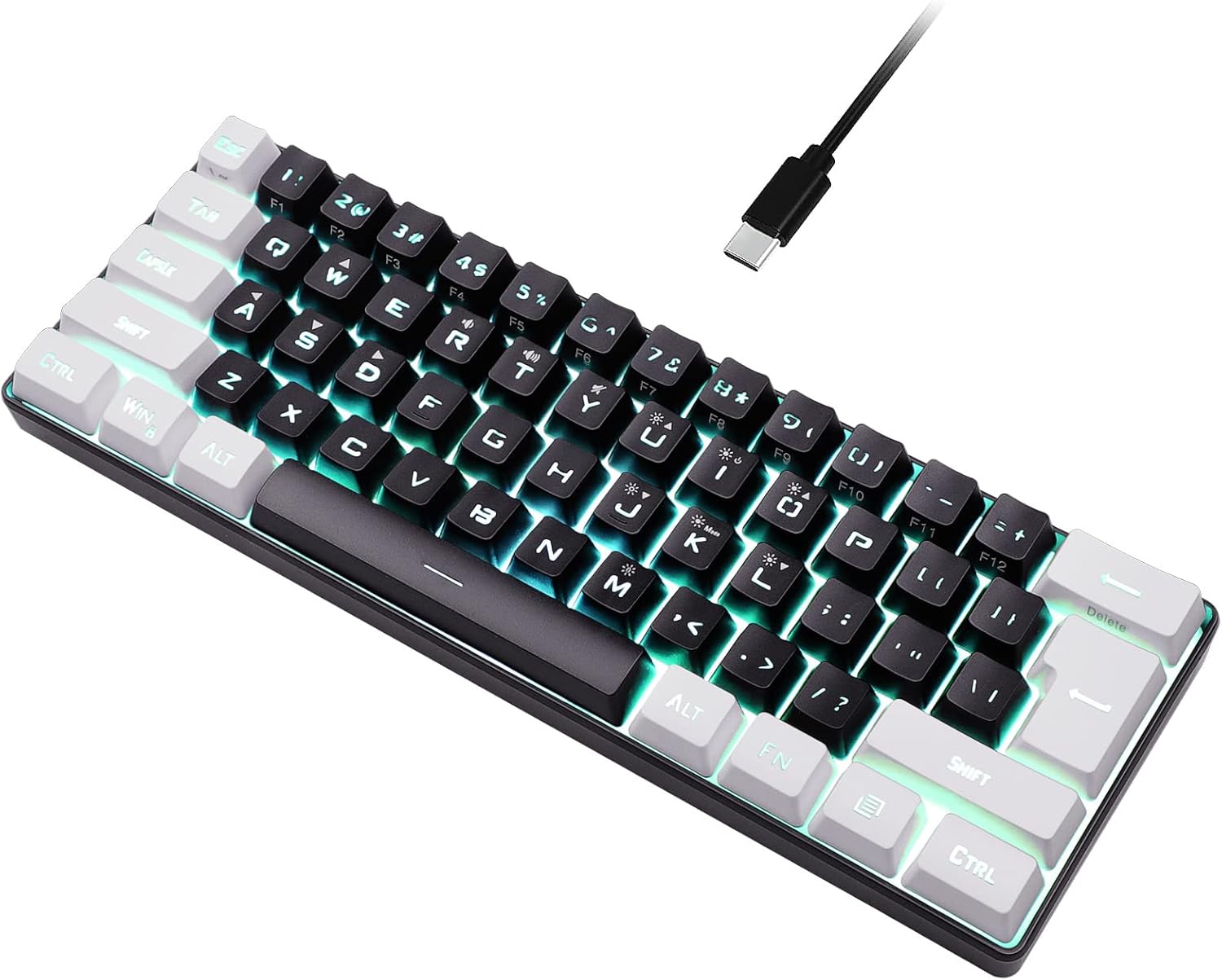 Portable 60% Gaming Keyboard,Abucow 60 Percent Wired Gamer Keyboard,RGB ...