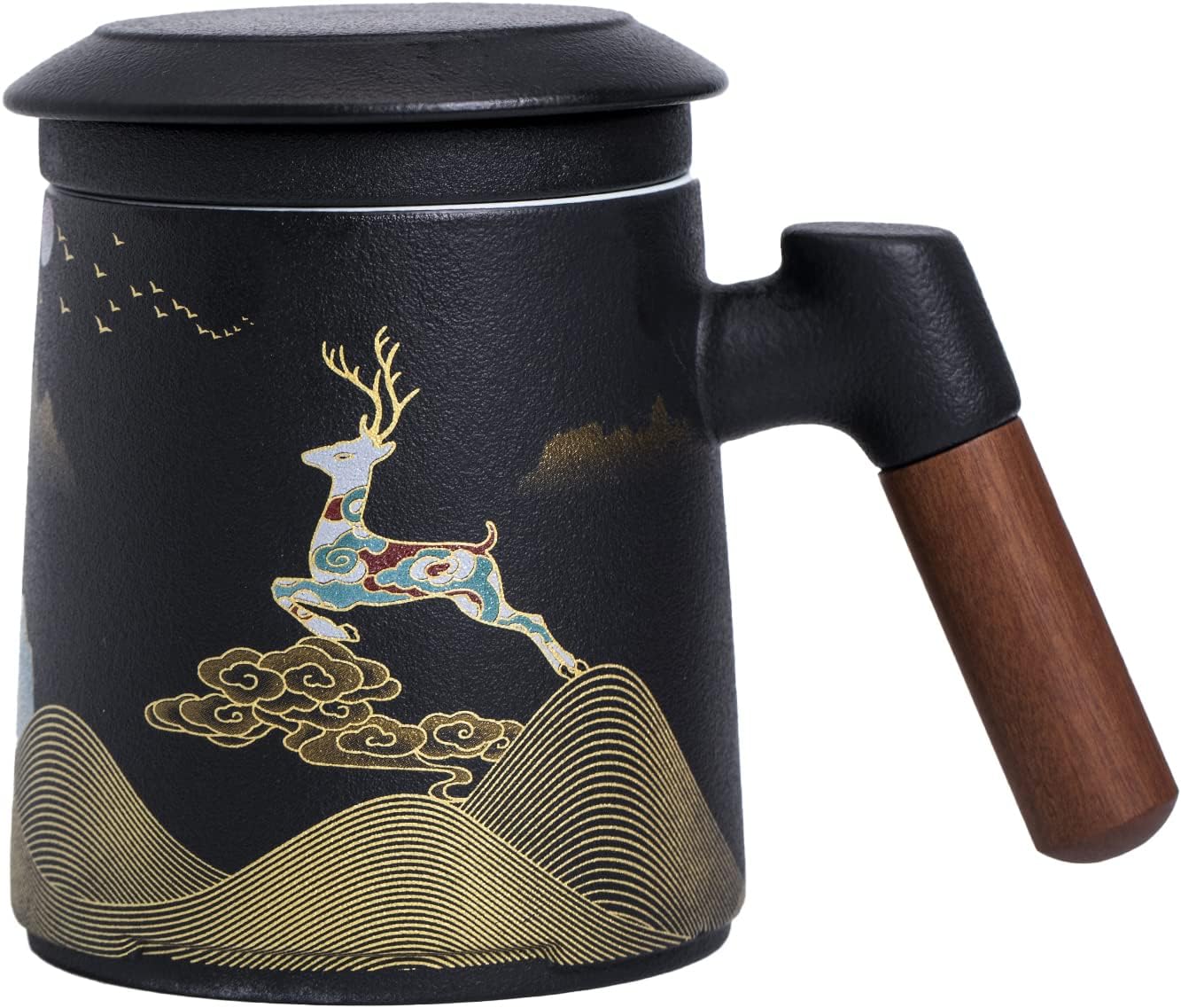 Hanbosym Ceramic Tea Cup with Infuser and lid Tea Mug Daily and Office ...