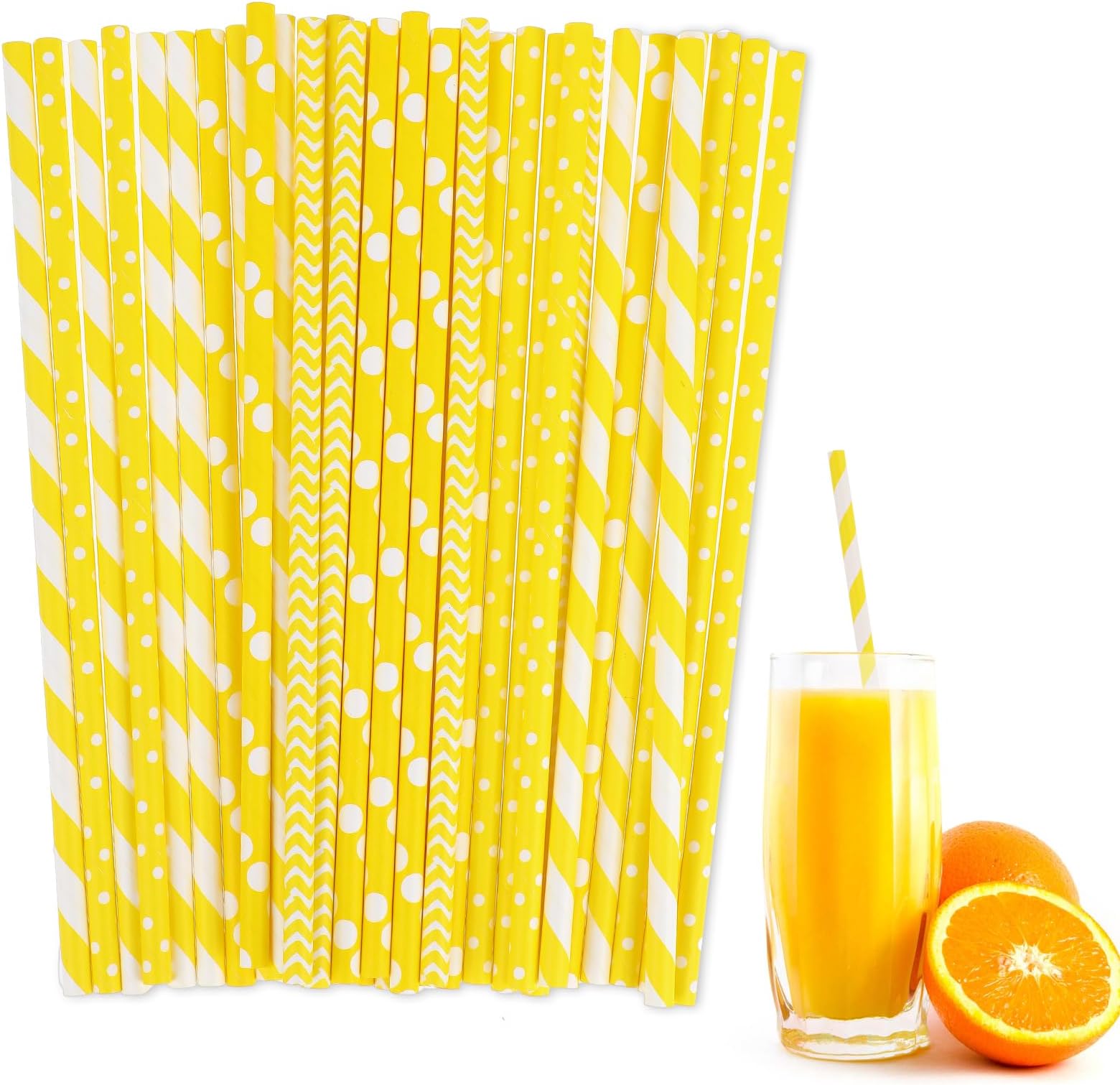 Amazon.com: Yellow Paper Straws, Disposable Drinking Straws, 100Pcs of ...