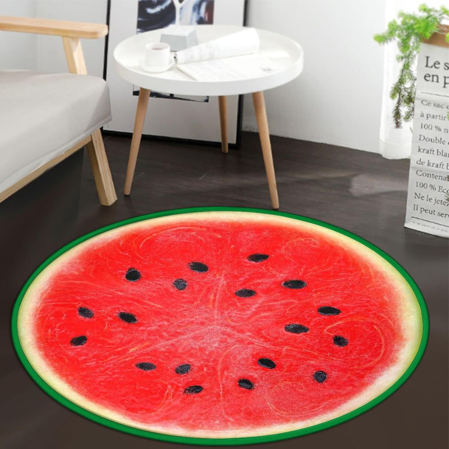 Amazon.com: keepcute Fruit Round Area Rug, Watermelon Print Rug Non ...