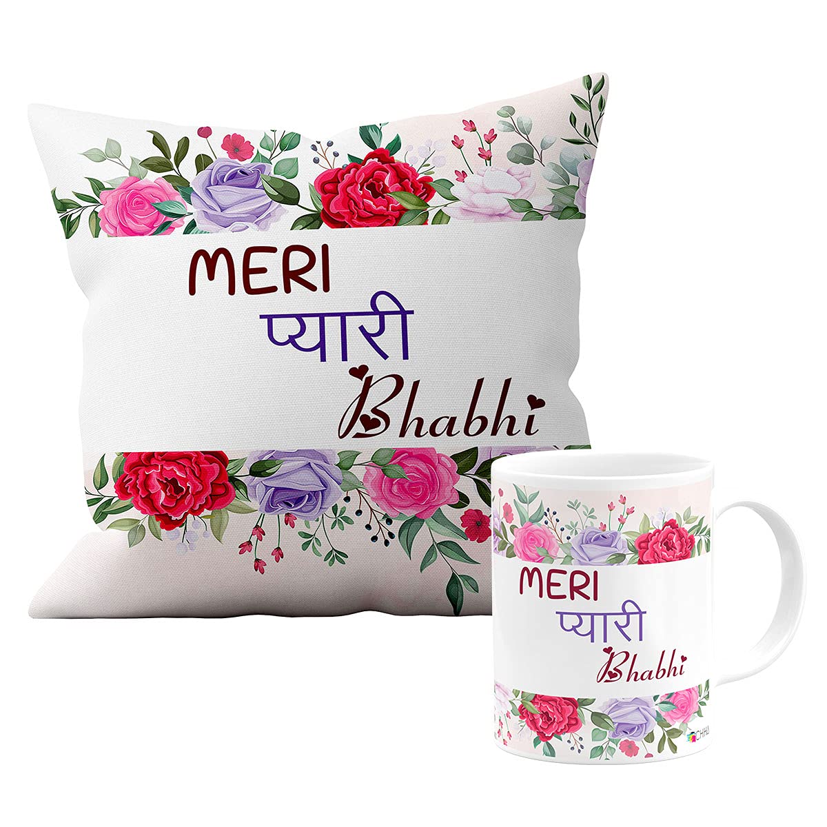 Buy Chhaap Meri Pyari Bhabhi Flower Printed White 1(Mug 350ml & Satin ...