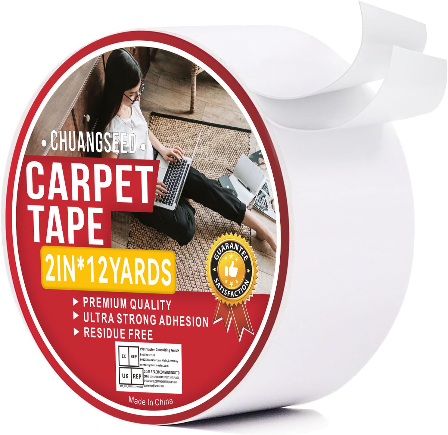 CHUANGSEED Double Sided Carpet Tape 2X12Yards,Rug Tape for Fixing ...