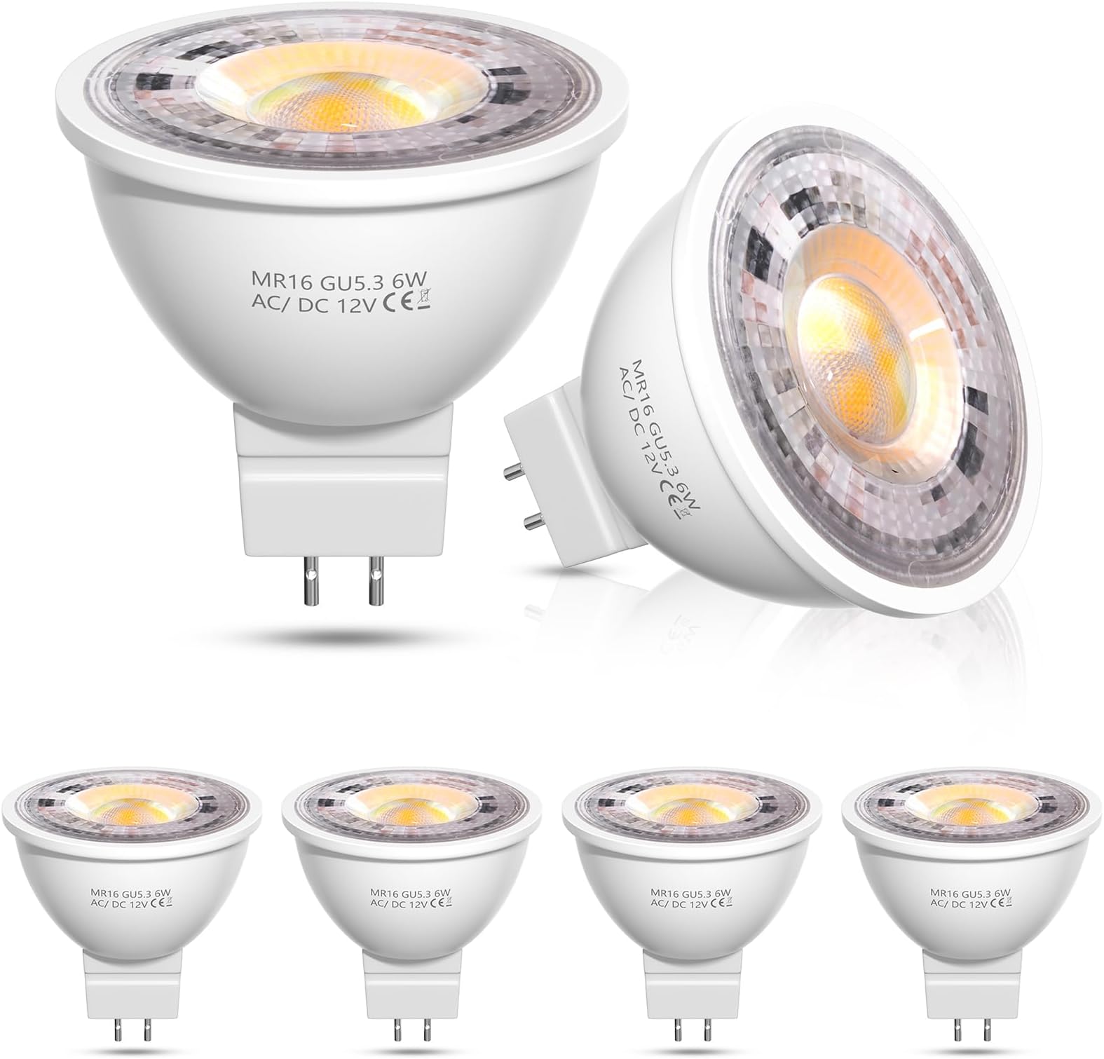 Bonlux MR16 GU5.3 LED Light Bulbs, 12V 6W, Equivalent to 50W Halogen ...