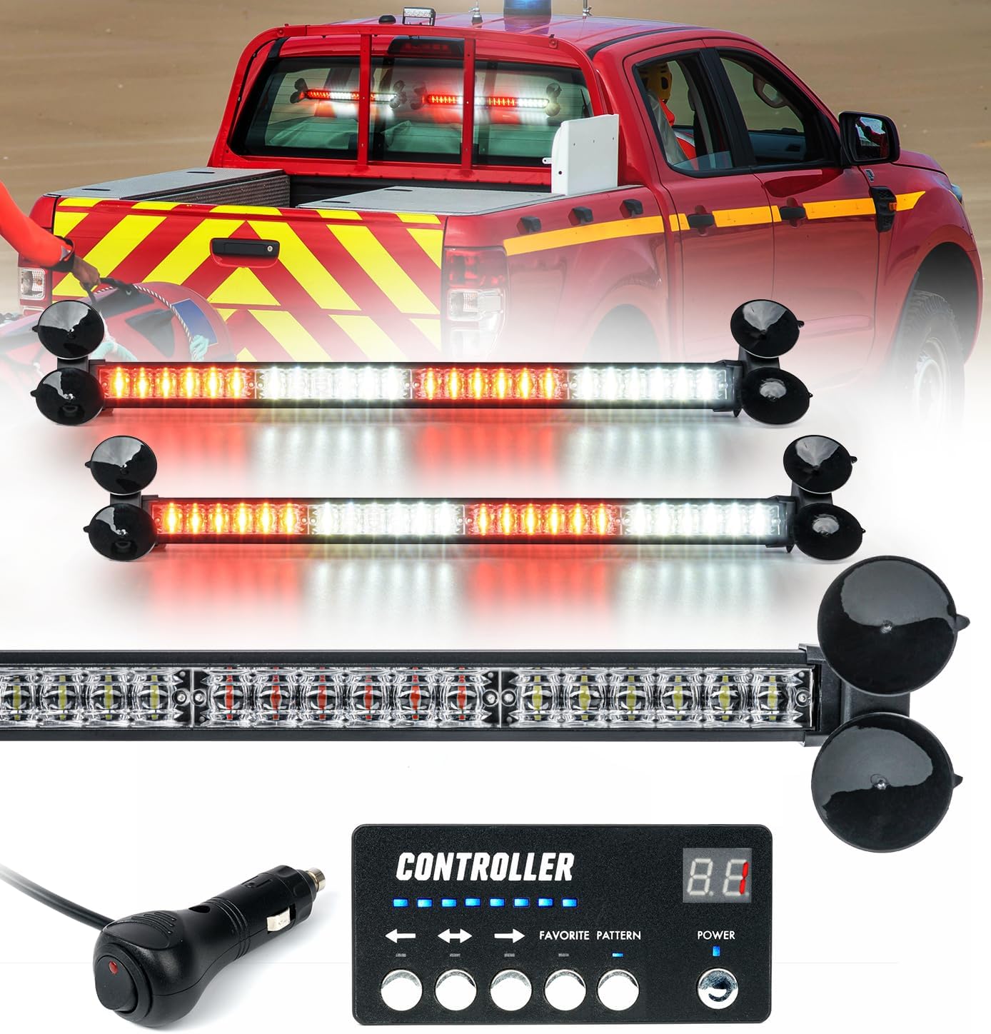 Amazon.com: LUMENIX LED Traffic Advisor Strobe Light Bar w/Controller ...