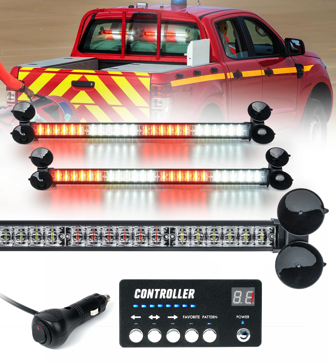 Amazon.com: LUMENIX LED Traffic Advisor Strobe Light Bar w/Controller ...