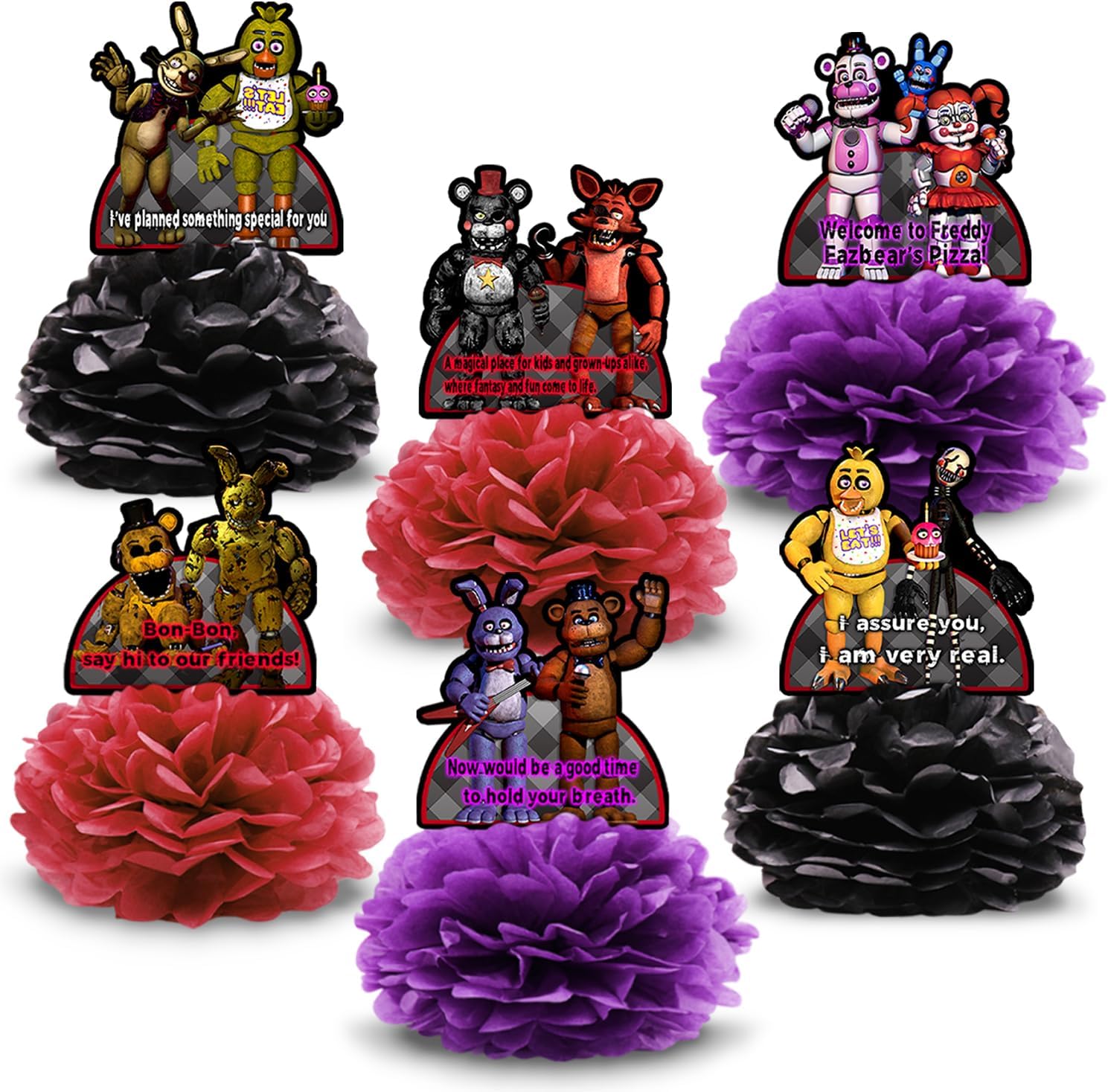 6 centros de mesa Fnaf para fiesta temática de película, suministros de ...