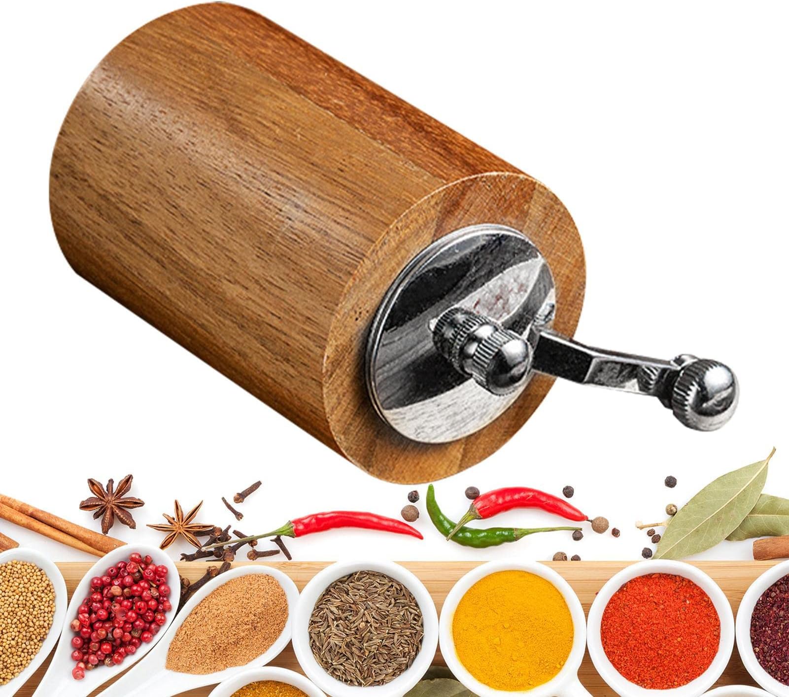 Amazon.com: Pepper Mill With Crank Handle, Manual Adjustable Ceramic ...
