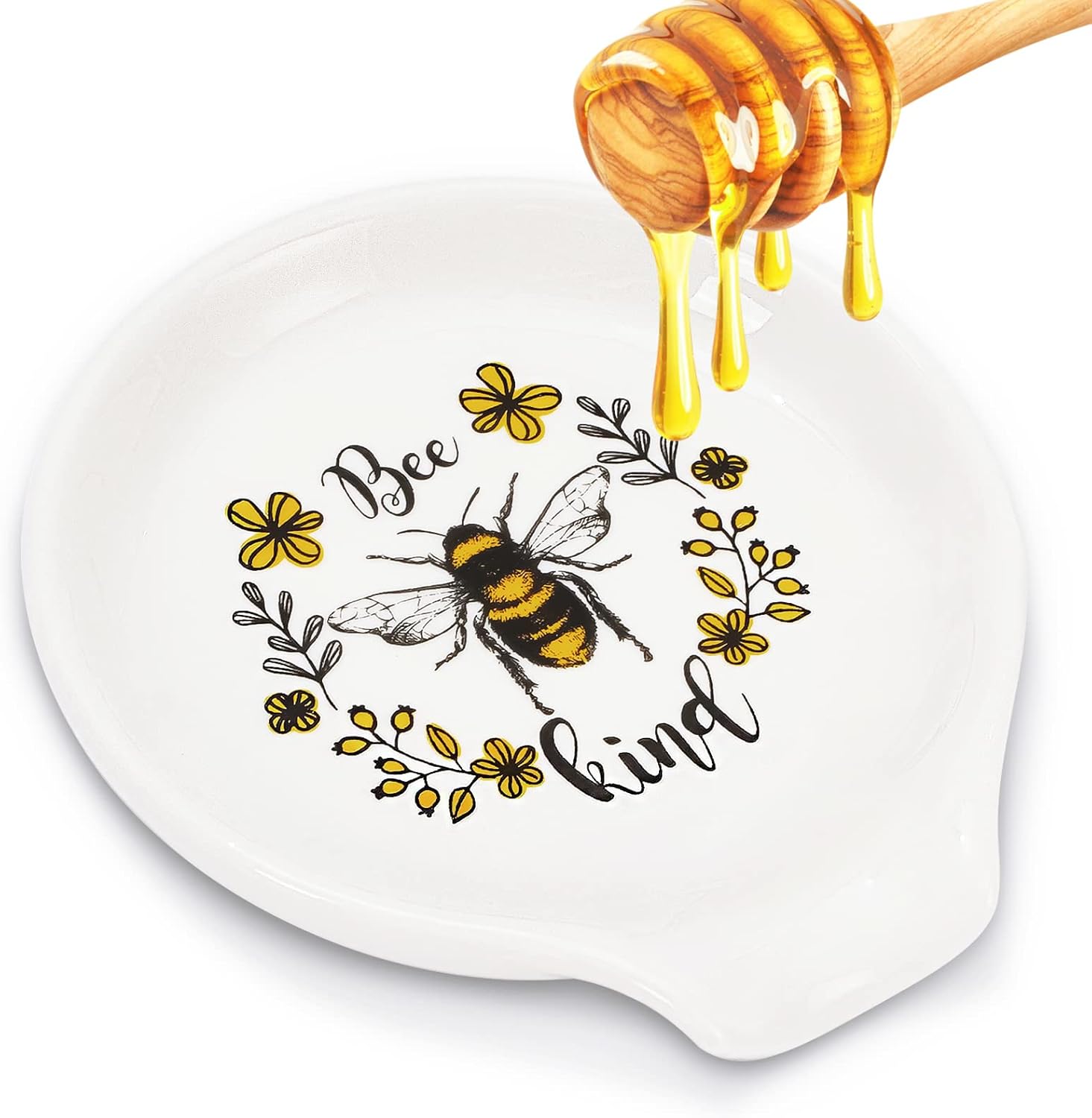 Amazon.com: Whaline Bee Spoon Rest Kitchen Decoration Queen Bee Ceramic ...