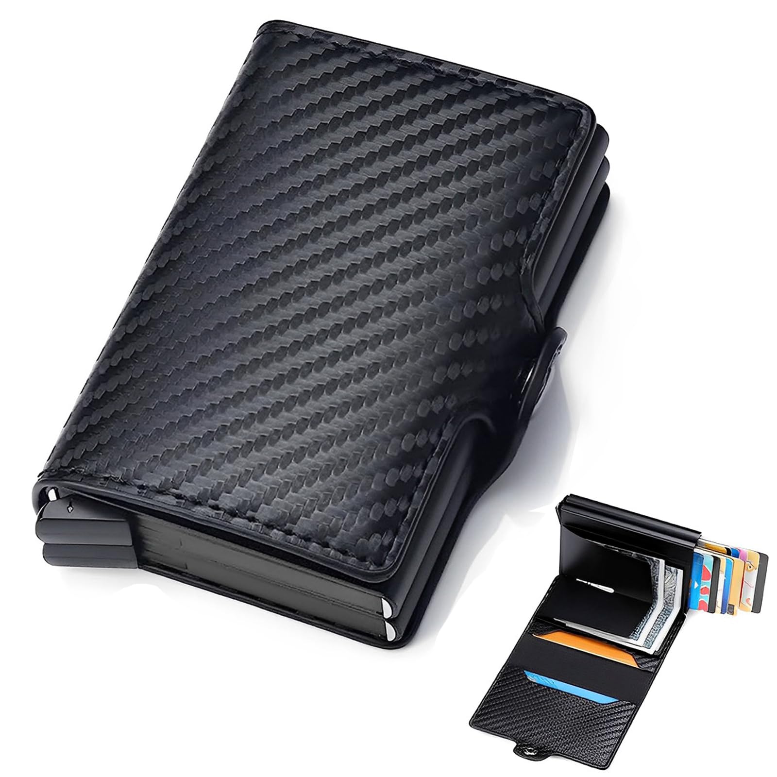 Cartera para Hombre, Tarjetero de Cuero con Bolsillo con 12 Ranuras ...