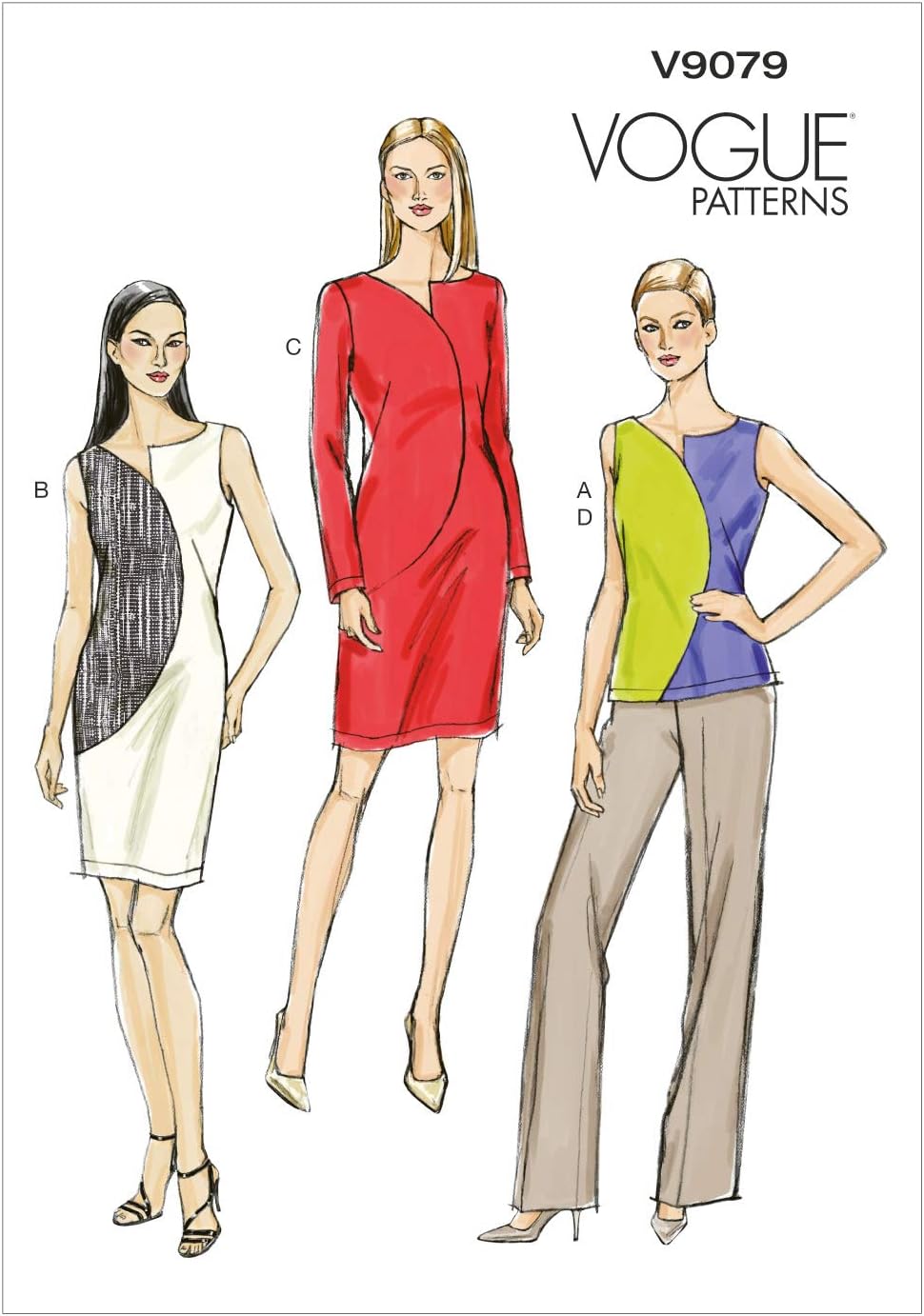 Amazon.com: Vogue Patterns V9079A50 Misses' Top, Dress and Pants Sewing ...