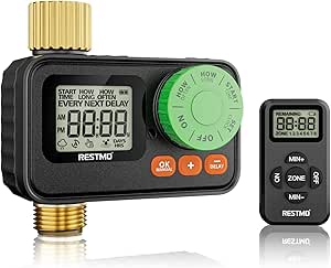 RESTMO RF Remote-Controlled Water Timer with Brass Inlet & Outlet ...
