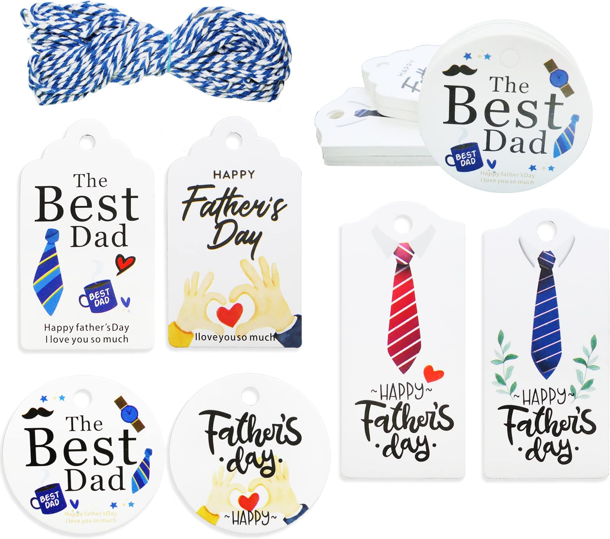 Amazon.com : G2PLUS Happy Father's Day Tags, 100PCS Father's Day Paper ...