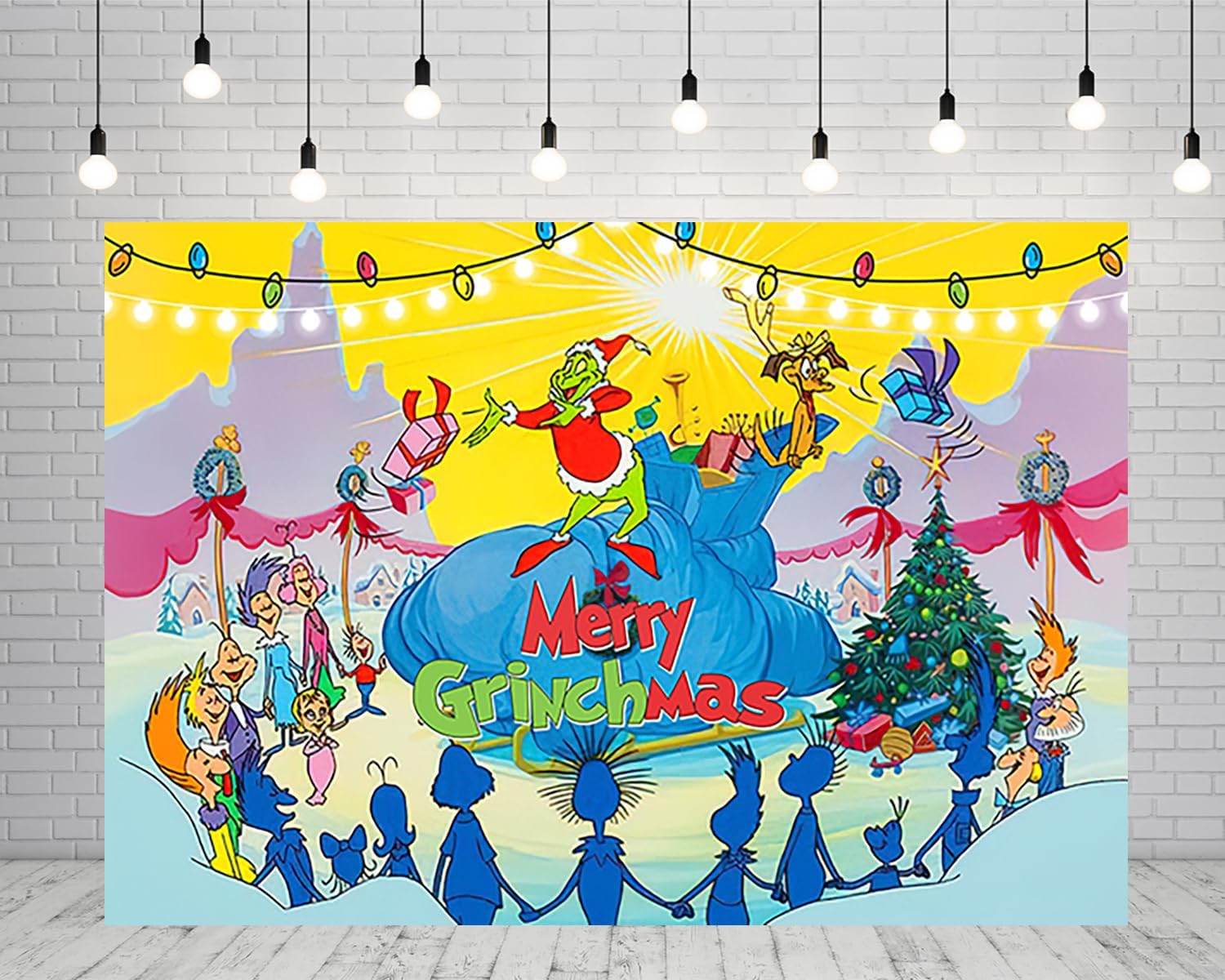 Amazon.com : Christmas Backdrop for Grinch Christmas Theme Party ...