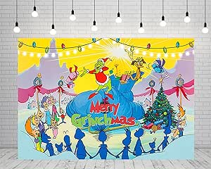 Amazon.com : Christmas Backdrop for Grinch Christmas Theme Party ...