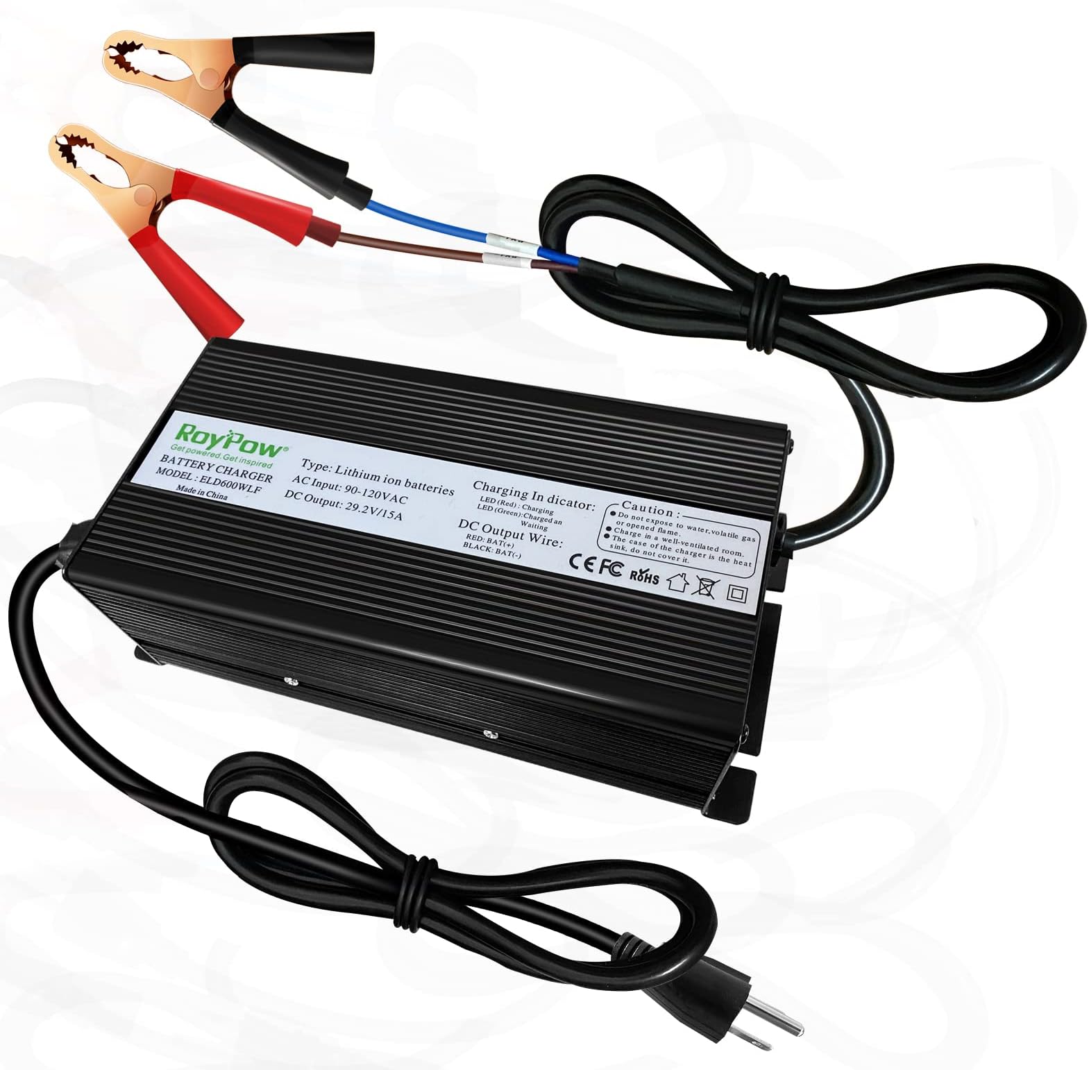Amazon.com: 24V 15A LiFePO4 Battery Charger, RoyPow 24V Lithium LiFePO4 ...