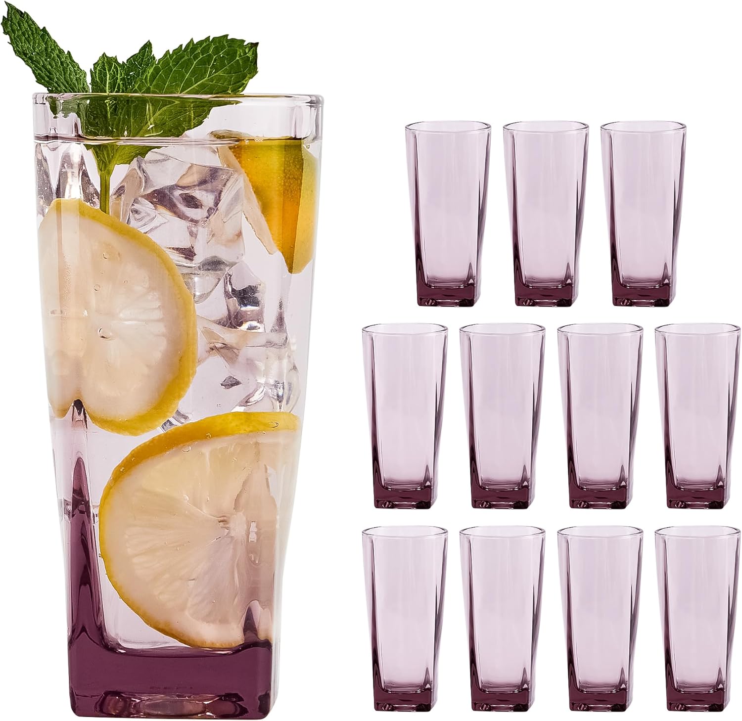 Amazon.com | CREATIVELAND Geometric Shapes Glass Drinking Glasses Set ...