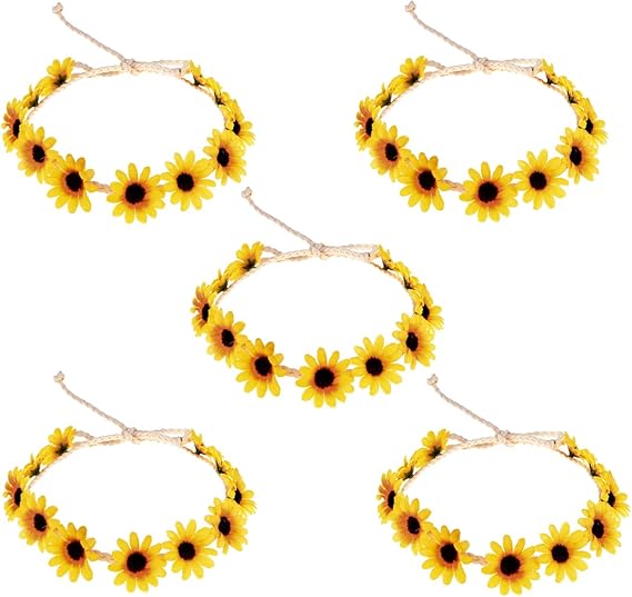 Amazon.com: Floral Fall Sunflower Crown Hair Wreath Bridal Headpiece ...