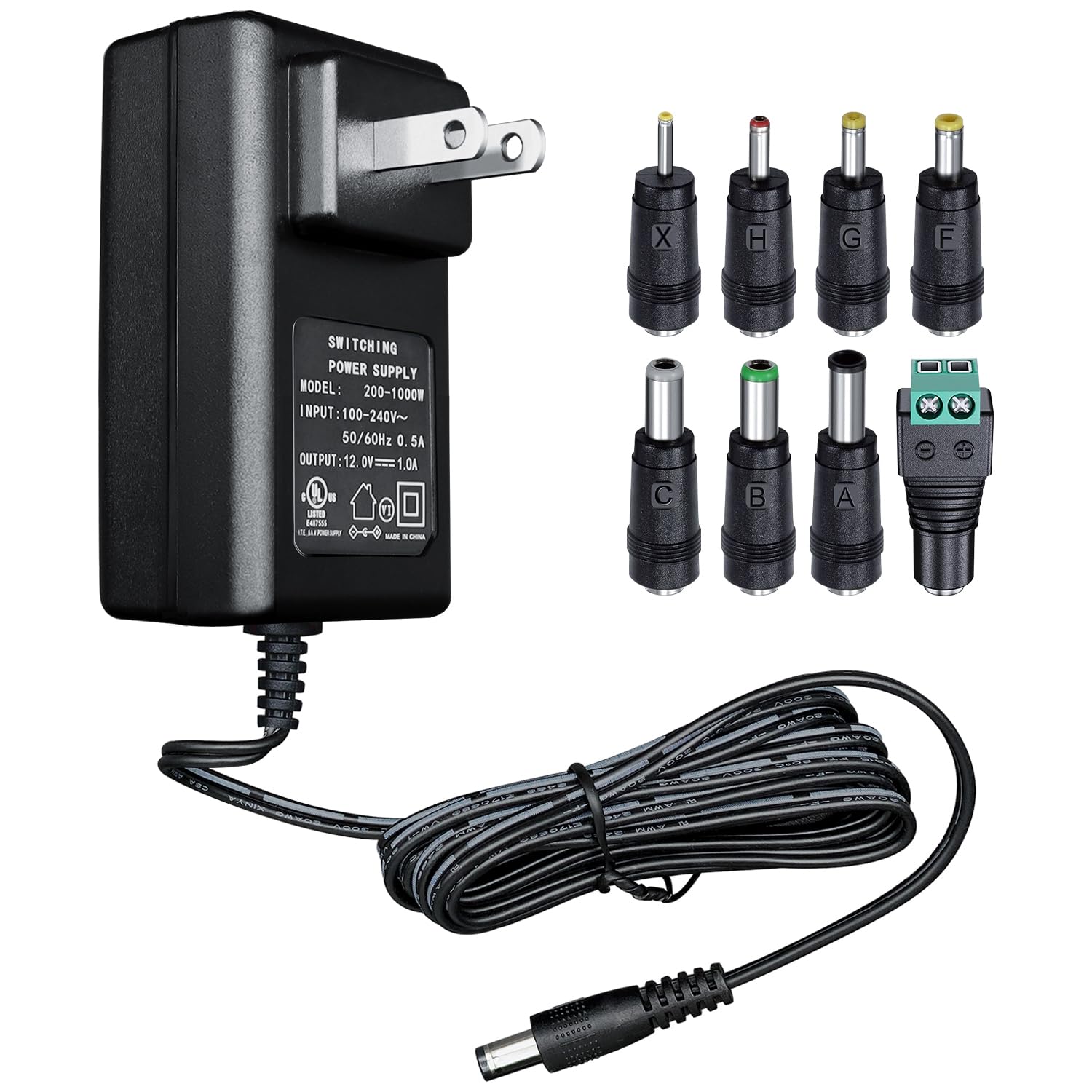 Amazon.com: UL Listed 12V 1A 6ft Power Supply Adapter with 8 DC Plugs ...