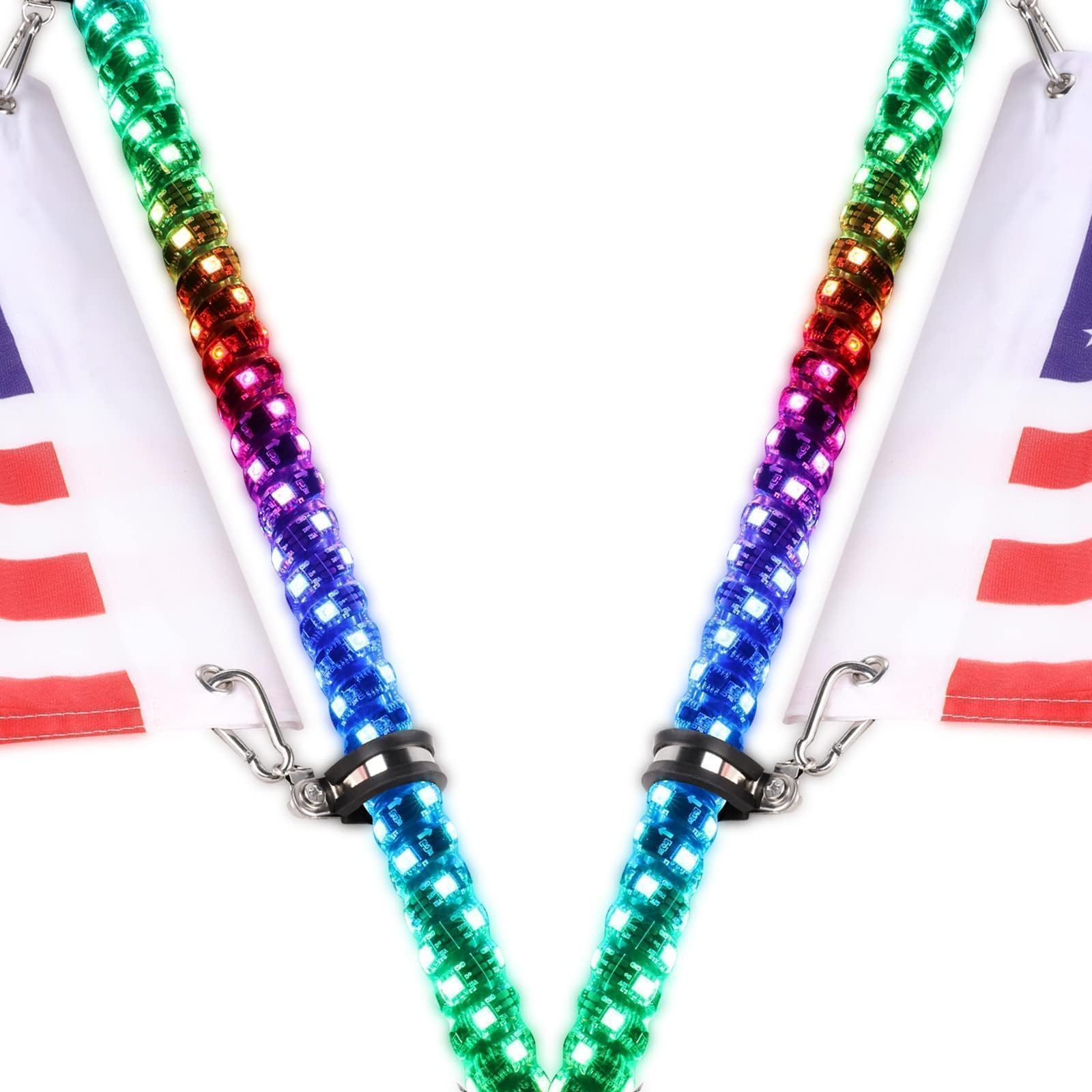 Buy LED Whip Lights, AKD Part 2 Pack 4FT Lighted Whips RF Remote ...