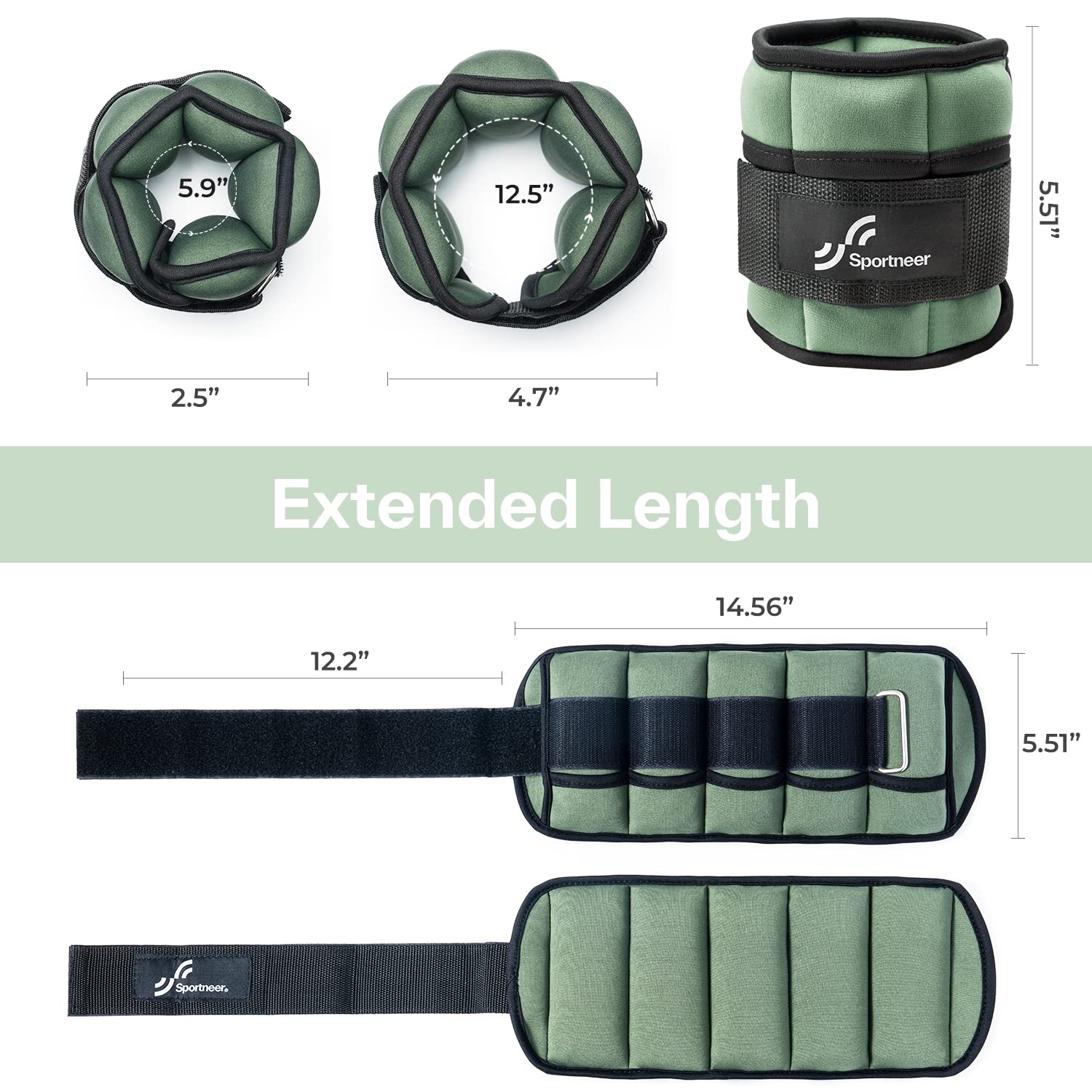 Sportneer Adjustable Ankle Weights 1 Pair 2 4 6 8 10 Lbs Leg Weight ...