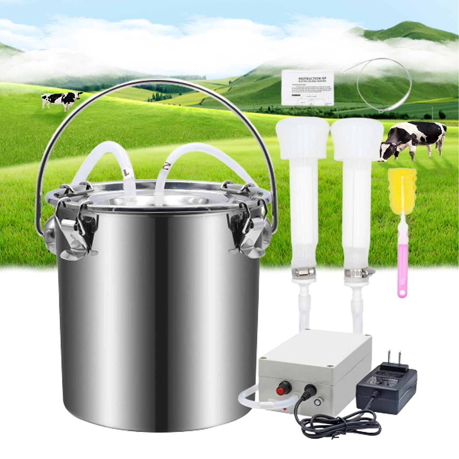 Buy Cow Milking Machine Electric Milker Vacuum Pump Automatic Portable ...
