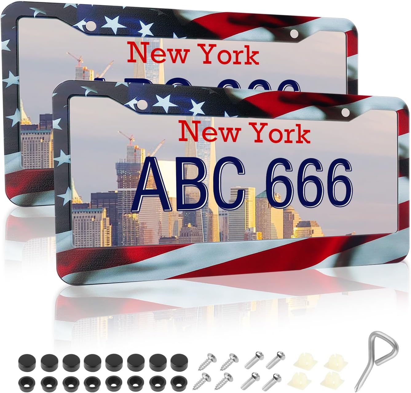 Amazon.com: 2PCS American Flag Car License Plate Frames,Fashionable 2 ...