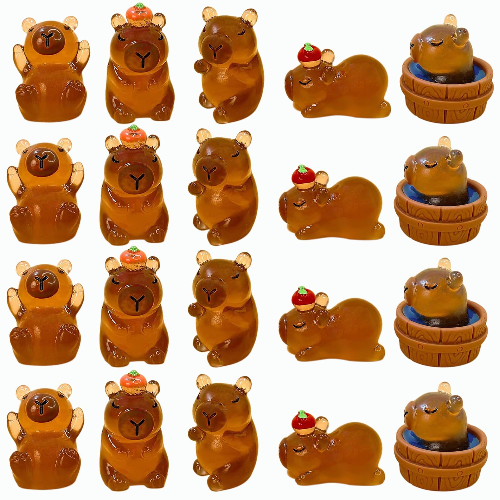 Amazon.com: Yopcuvi Luminous Capybara Mini Resin Animals Figurines ...