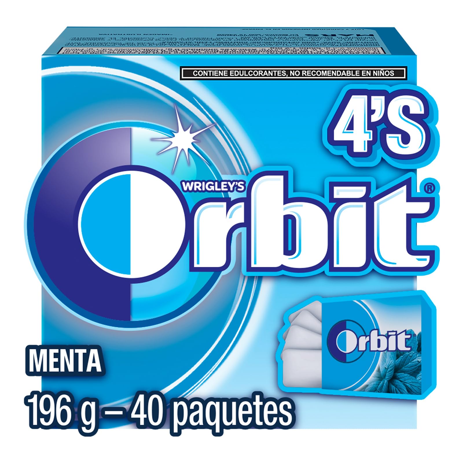 Orbit Chicles sabor menta sin azúcar, 40 paquetes de 4 piezas. 196g ...