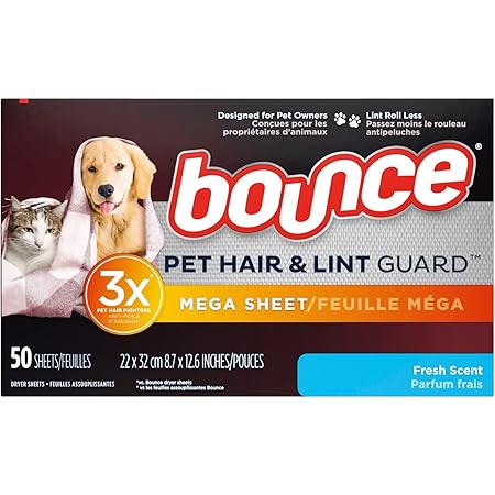 Amazon.com: Bounce Pet Hair and Lint Guard Mega Fabric Softener Dryer ...