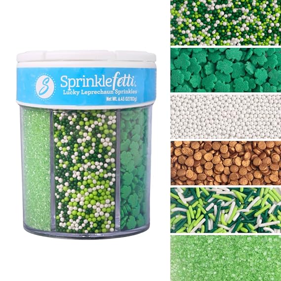 Amazon.com: Sweets Indeed St Patricks Day 6 Cell Sprinkles Jar – Green ...