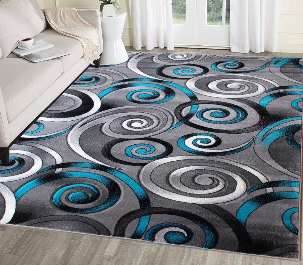 Amazon.com: Masada Rugs, Turquoise Grey Modern Contemporary Woven Area ...