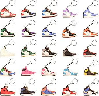 Amazon.com: Qioadji 25 PCS Sneaker Keychain Retro Shoe Keychain ...