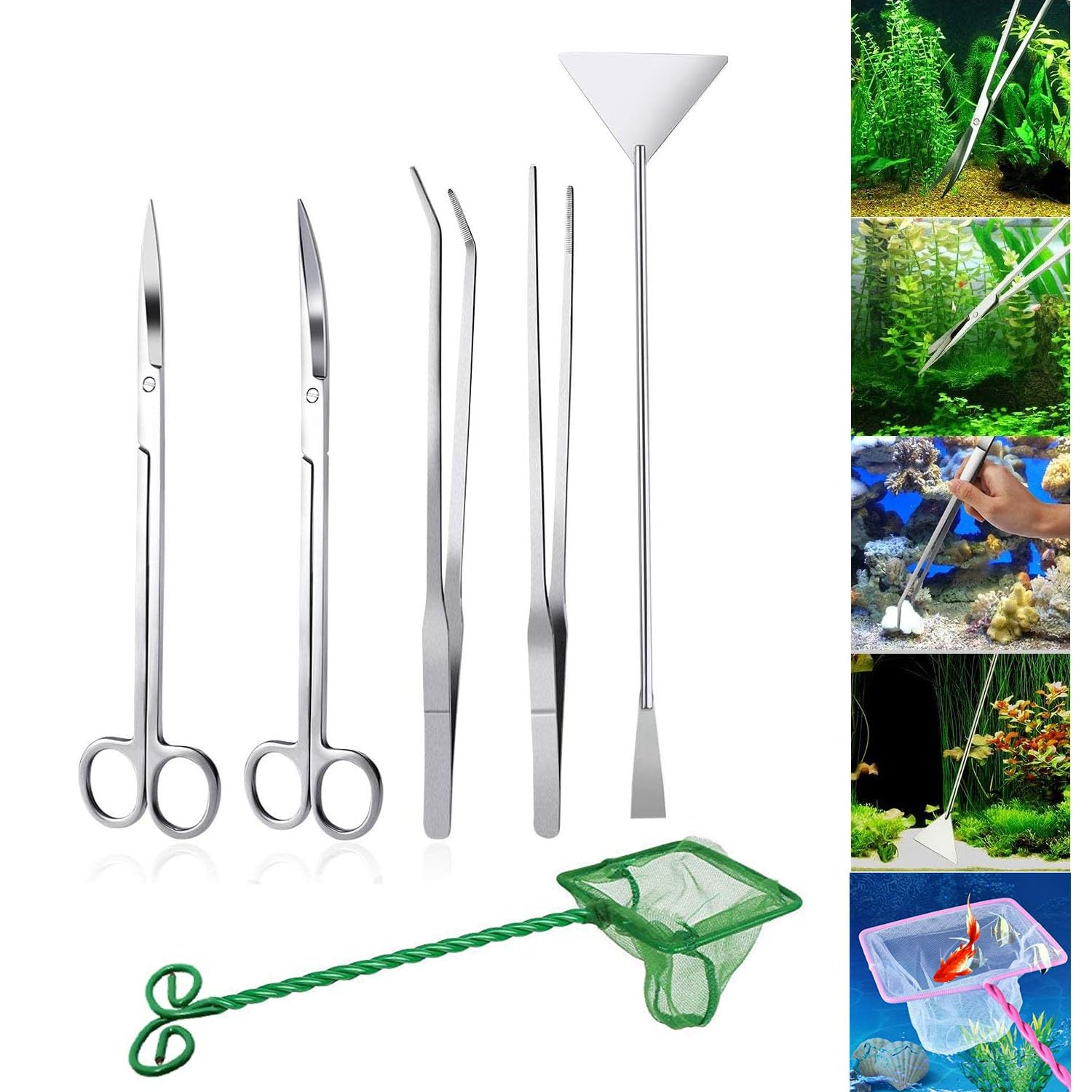 Jainsons Pet Products Aquascaping Tools 7 in 1 Kit Stainless Steel ...