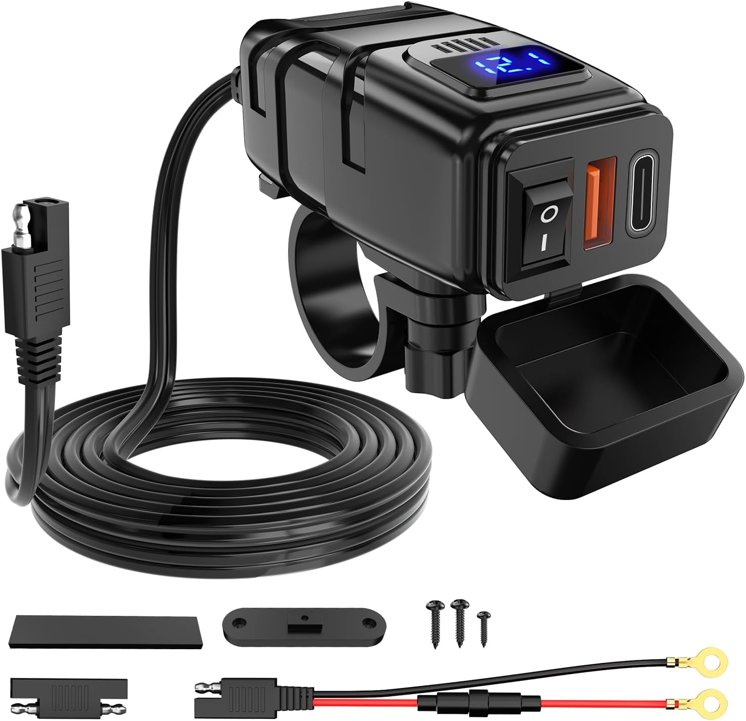 Amazon.com: Nilight Motorcycle Charger with USB Type C Port 12V ...