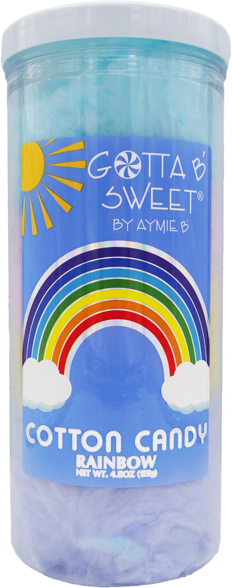 Amazon.com : Gotta B Sweet Rainbow Cotton Candy - 4.5 oz Reclosable Jar ...