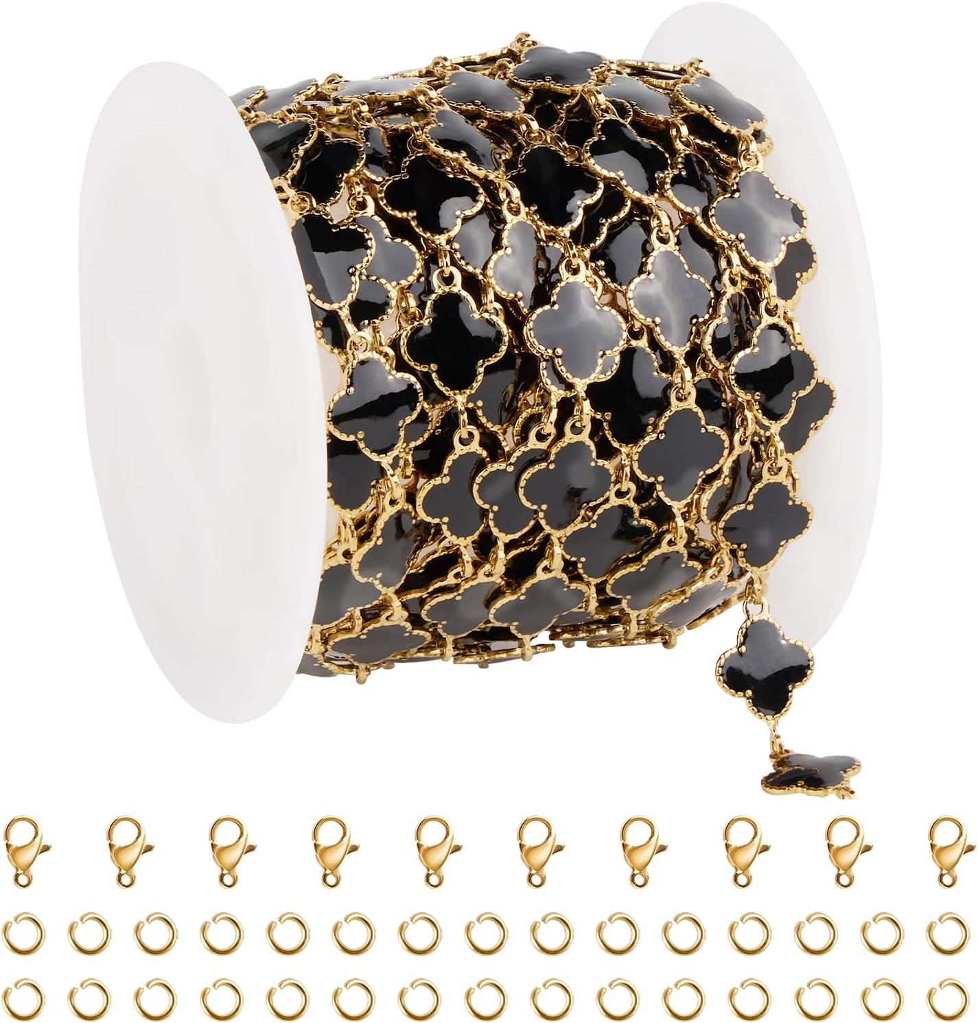 Amazon.com: GTVOODX 18k Gold Black Enamel Clover Stainless Steel Chains ...
