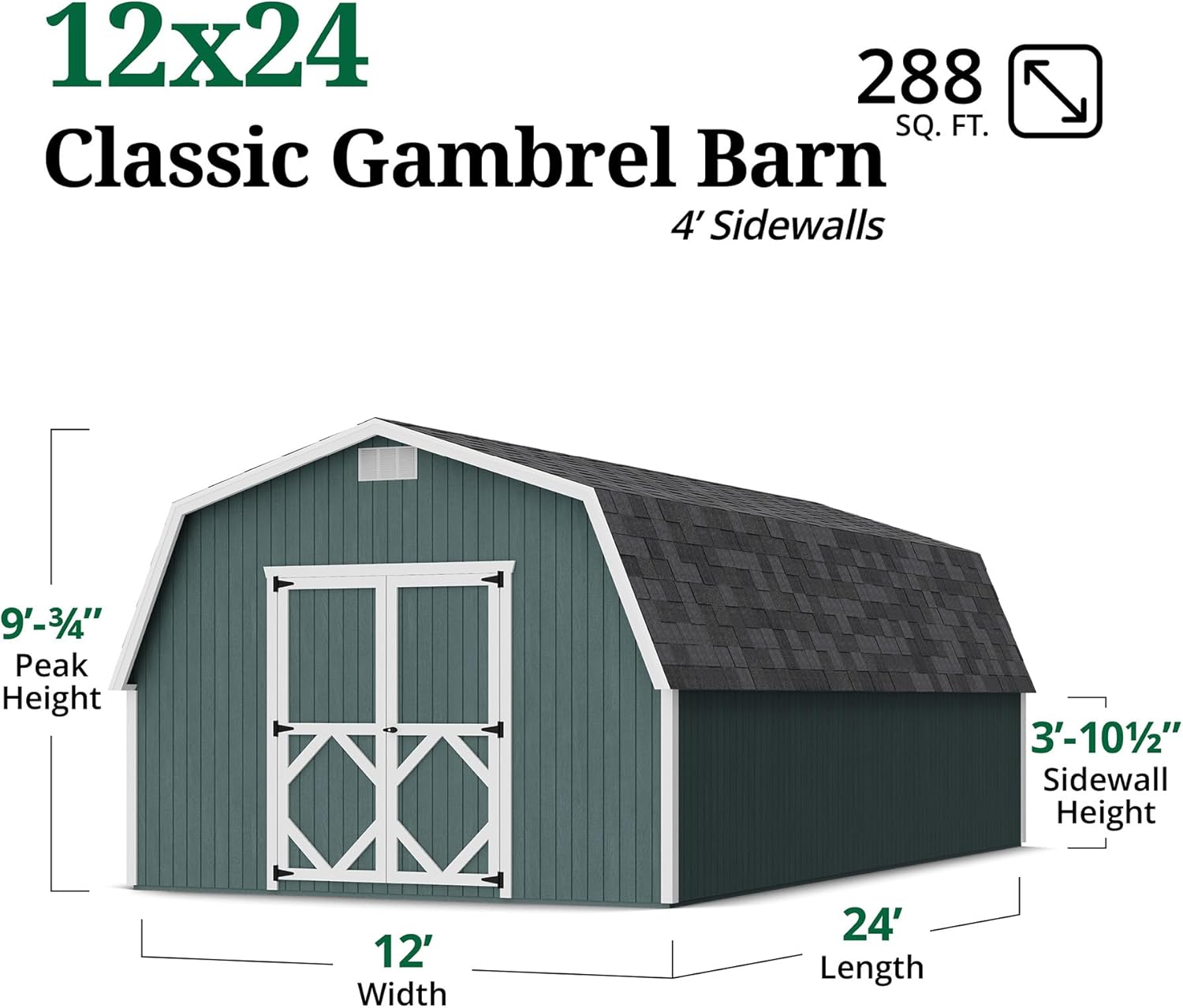 12x24 Classic Gambrel Barn with 4 ft. Sidewalls with Philippines | Ubuy