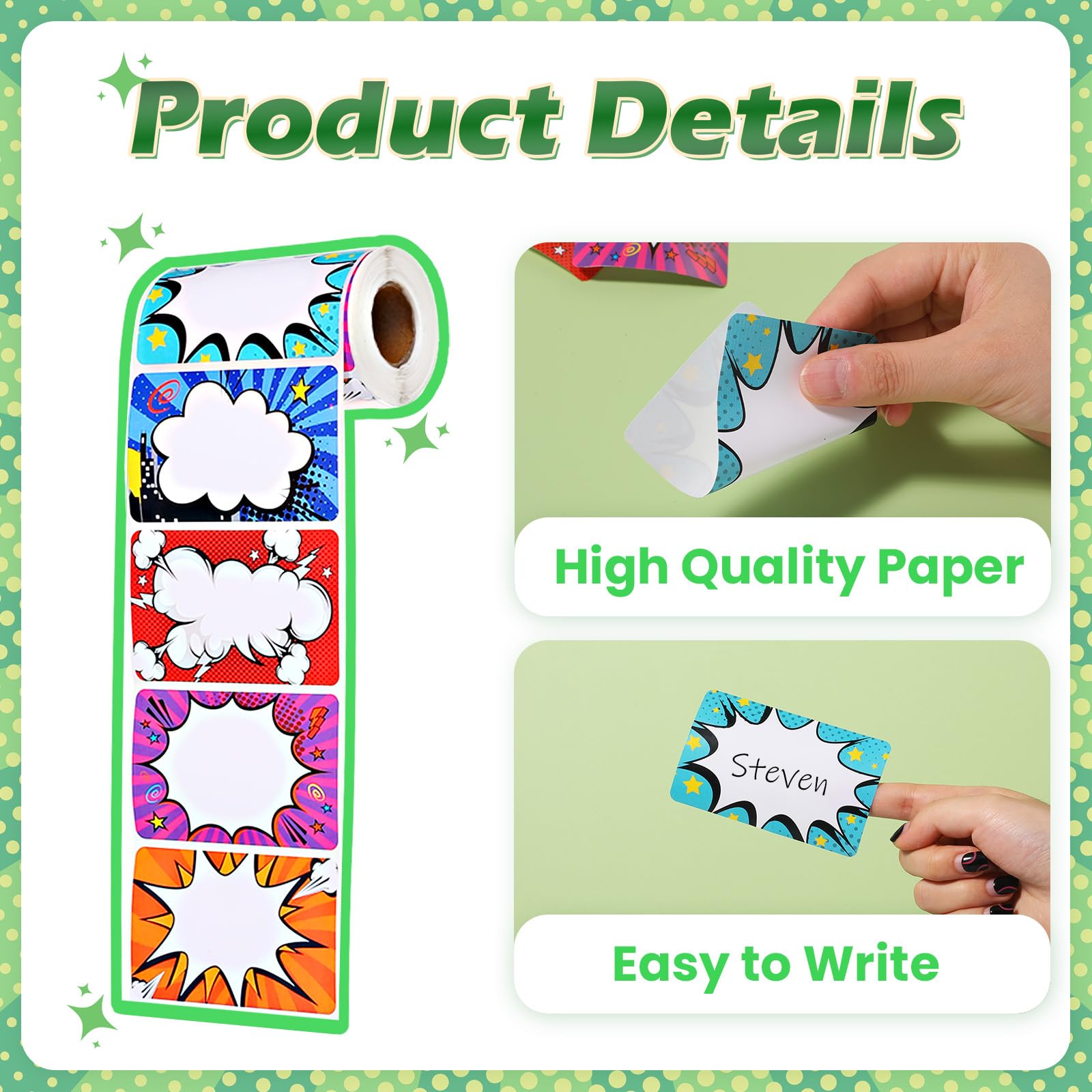 Snapklik.com : NEWEST 250 Pieces Comic Name Tag Stickers