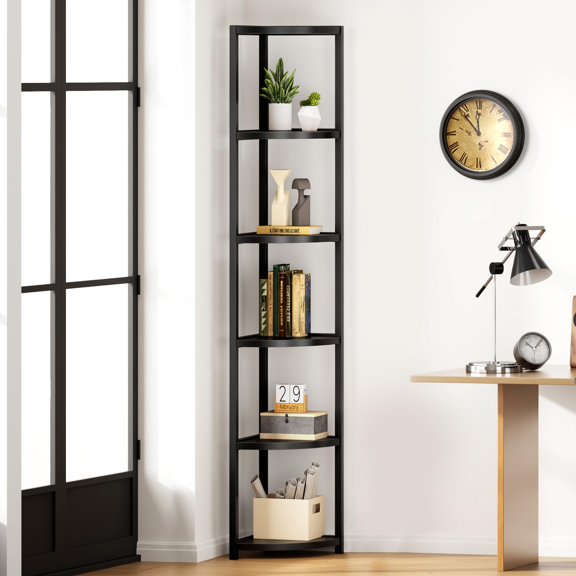 SogesHome Free Standing Corner Shelf,Industrial 6-Tier Wall Corner ...