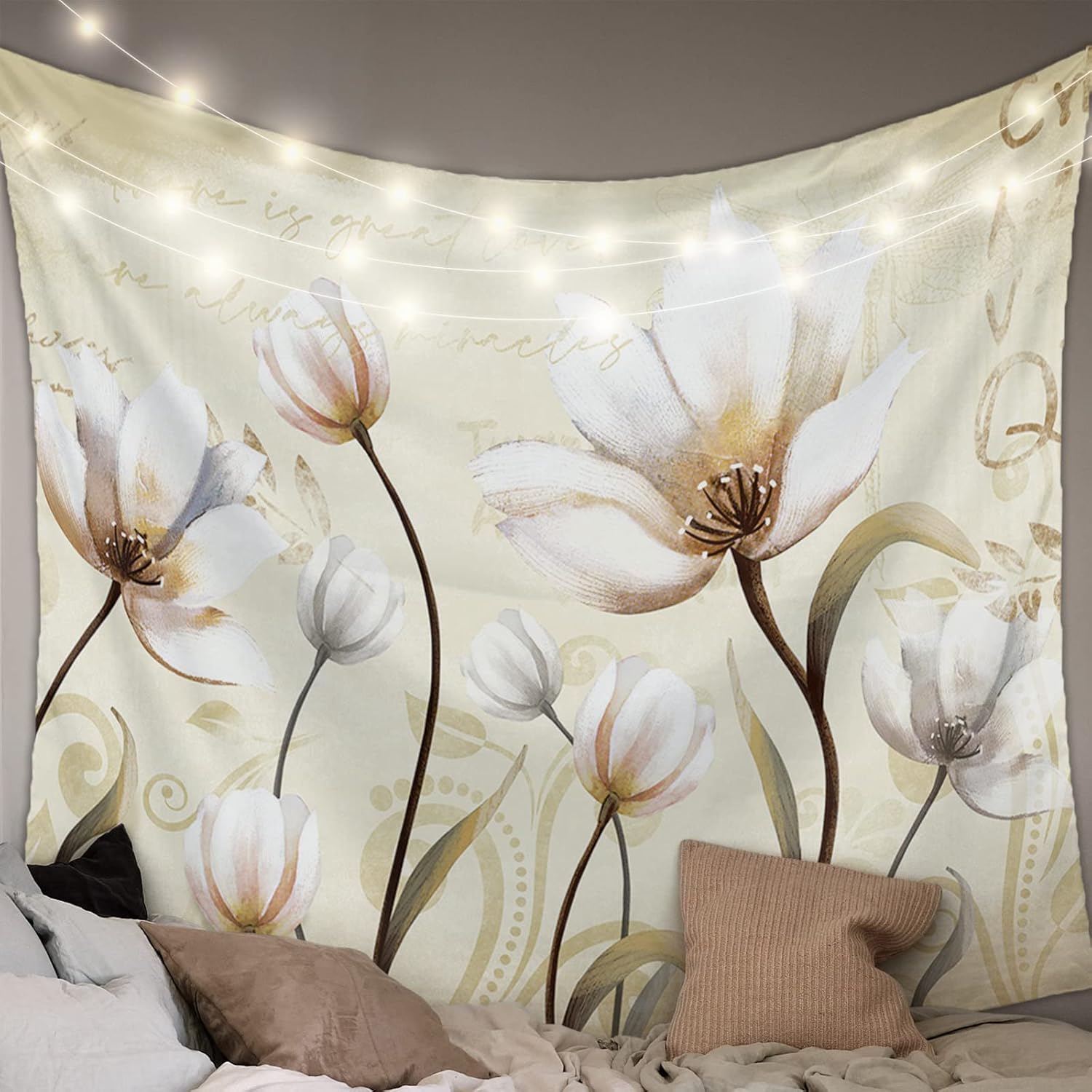 Amazon.com: Tapestry for Bedroom Aesthetic, Abstract Art Floral ...
