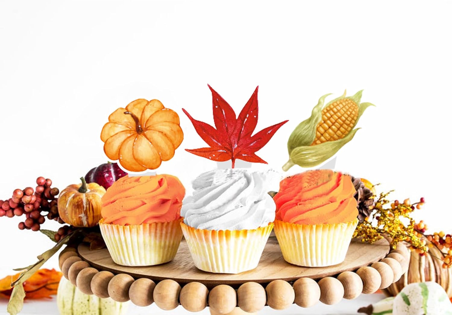 Amazon.com: Thanksgiving Cupcake Toppers 45ct Autumn Cupcake Topper ...