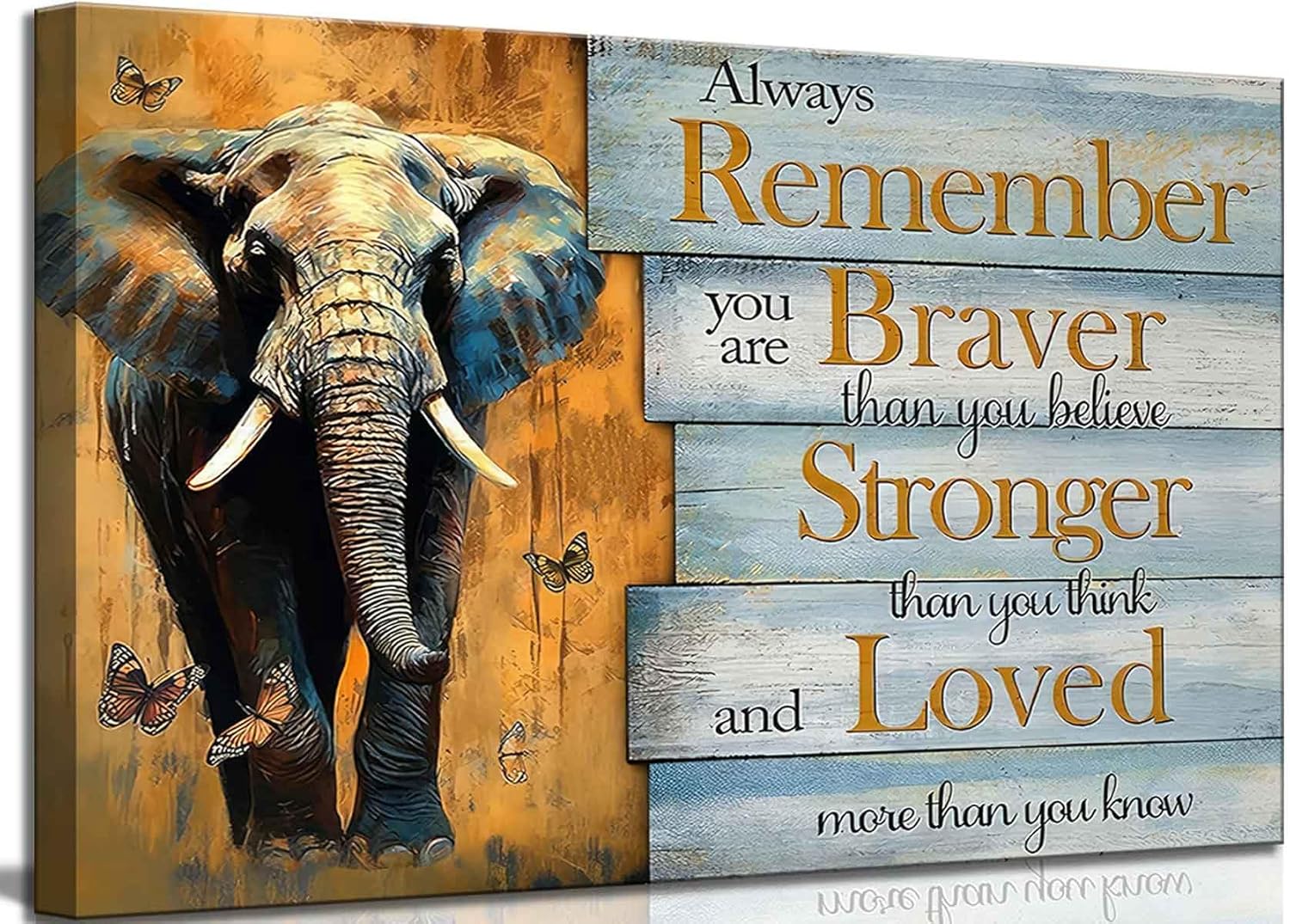 Amazon.com: Framed Inspirational Butterflies and Elephants Canvas Wall ...