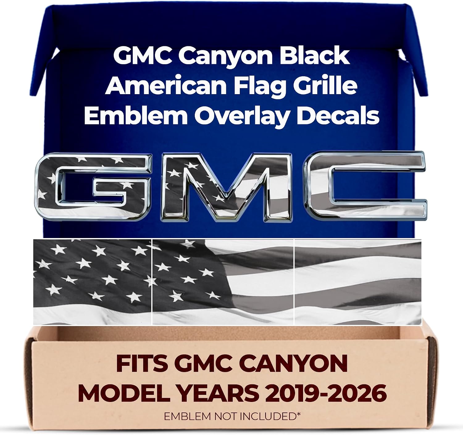 Amazon.com - GMC Canyon Black American Flag Grille GMC Emblem Overlay ...